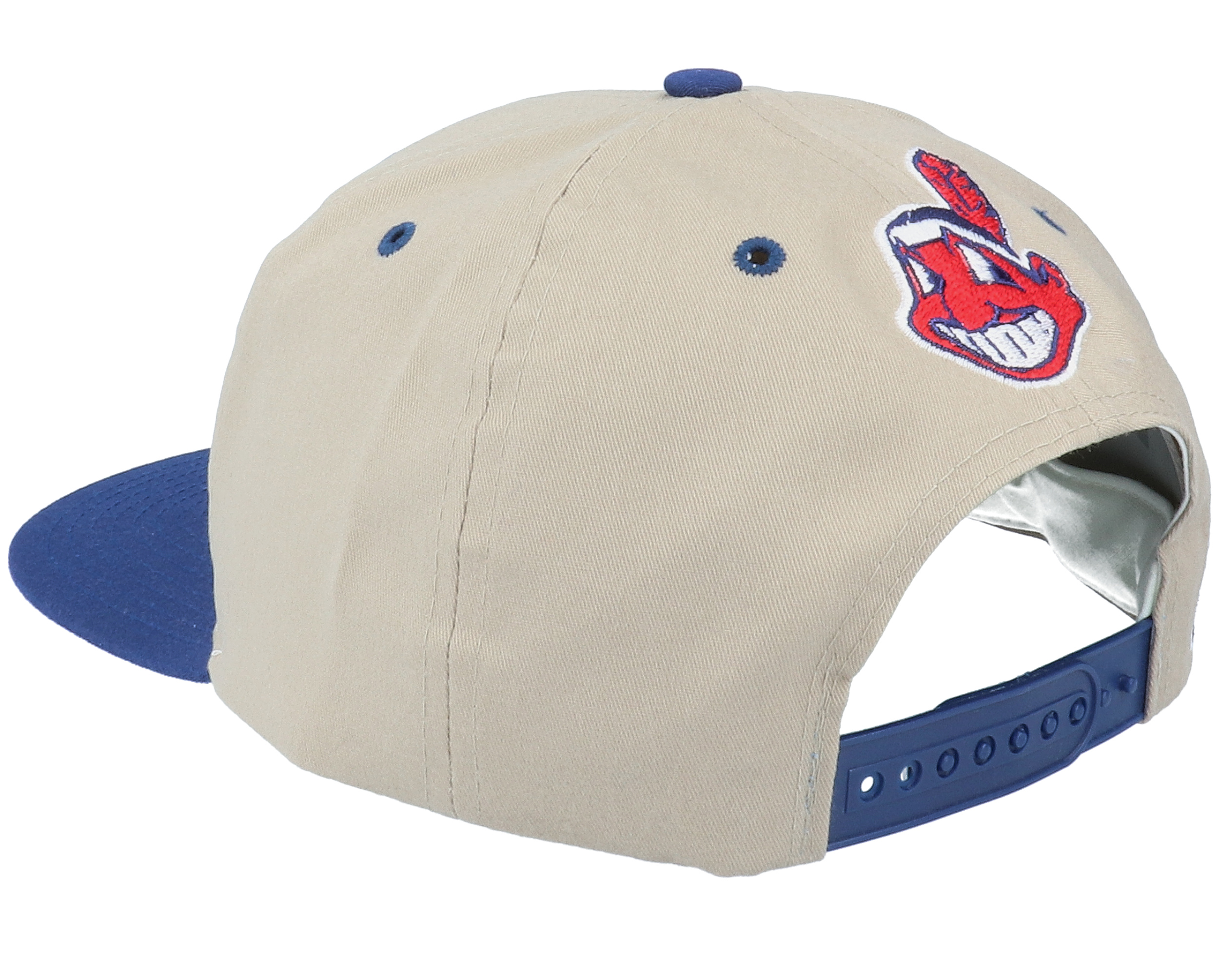 Cleveland Indians Old English Logo MLB Vintage Khaki/Blue Snapback ...