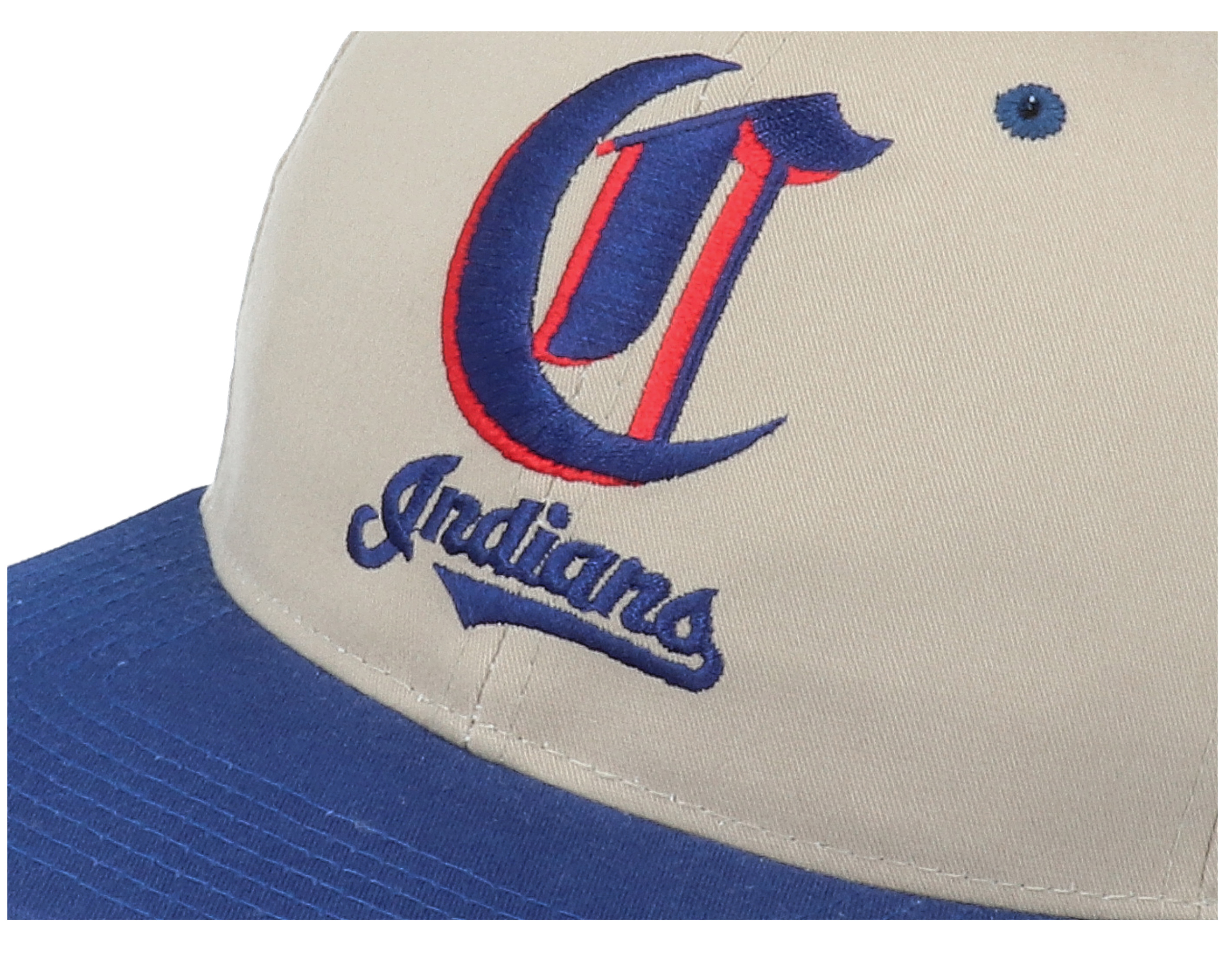 Cleveland Indians Old English Logo MLB Vintage Khaki/Blue Snapback ...
