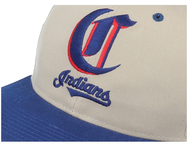 Cleveland Indians Old English Logo MLB Vintage Khaki/Blue Snapback ...