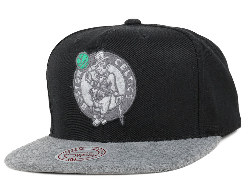 Boston Celtics Black/Grey Fuzz 2 Tone Snapback | Hatstoreworld.com