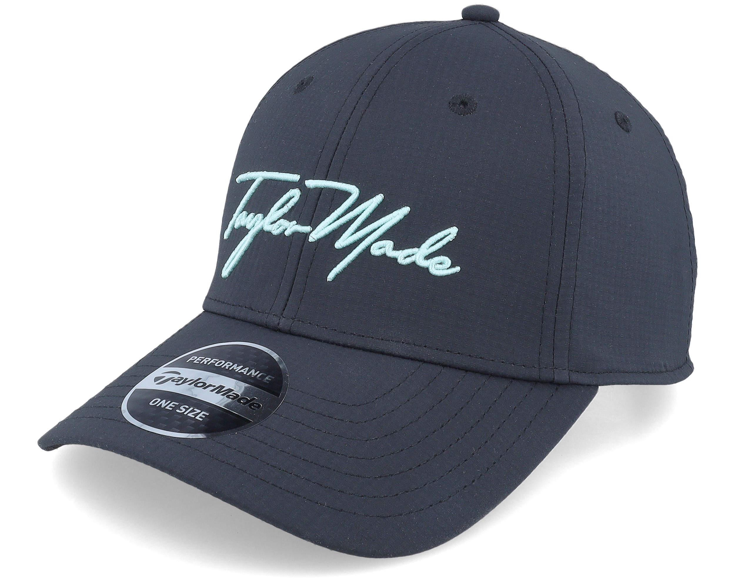 Womens Script Hat Black/Aqua Adjustable - Taylor Made | Hatstoreworld.com