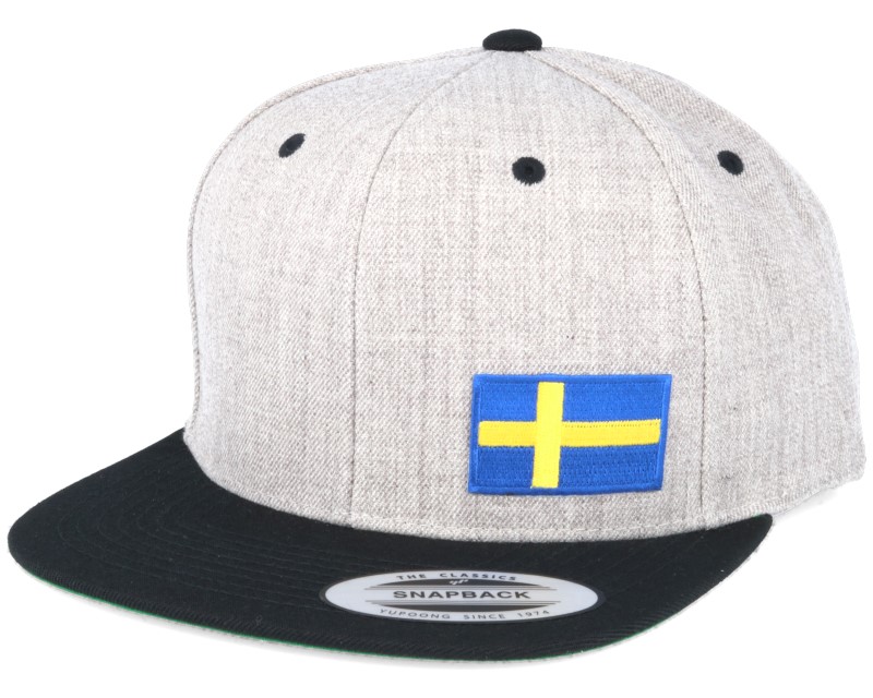 Sweden Flag Side Heather/Black Snapback | Hatstoreworld.com