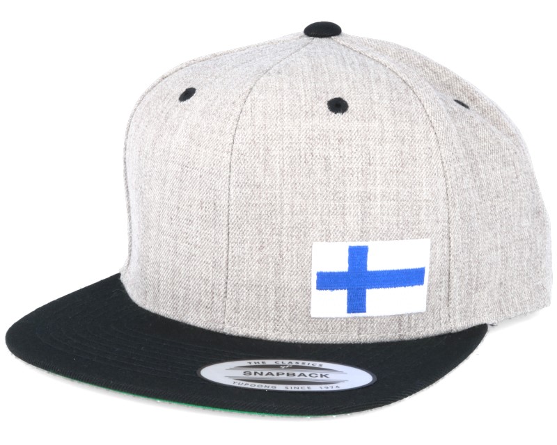 Finland Flag Side Heather/Black Snapback | Hatstoreworld.com