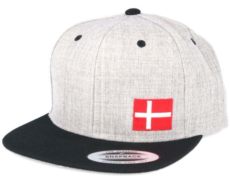 Denmark Flag Side Heather/Black Snapback - Iconic cap | Hatstoreworld.com