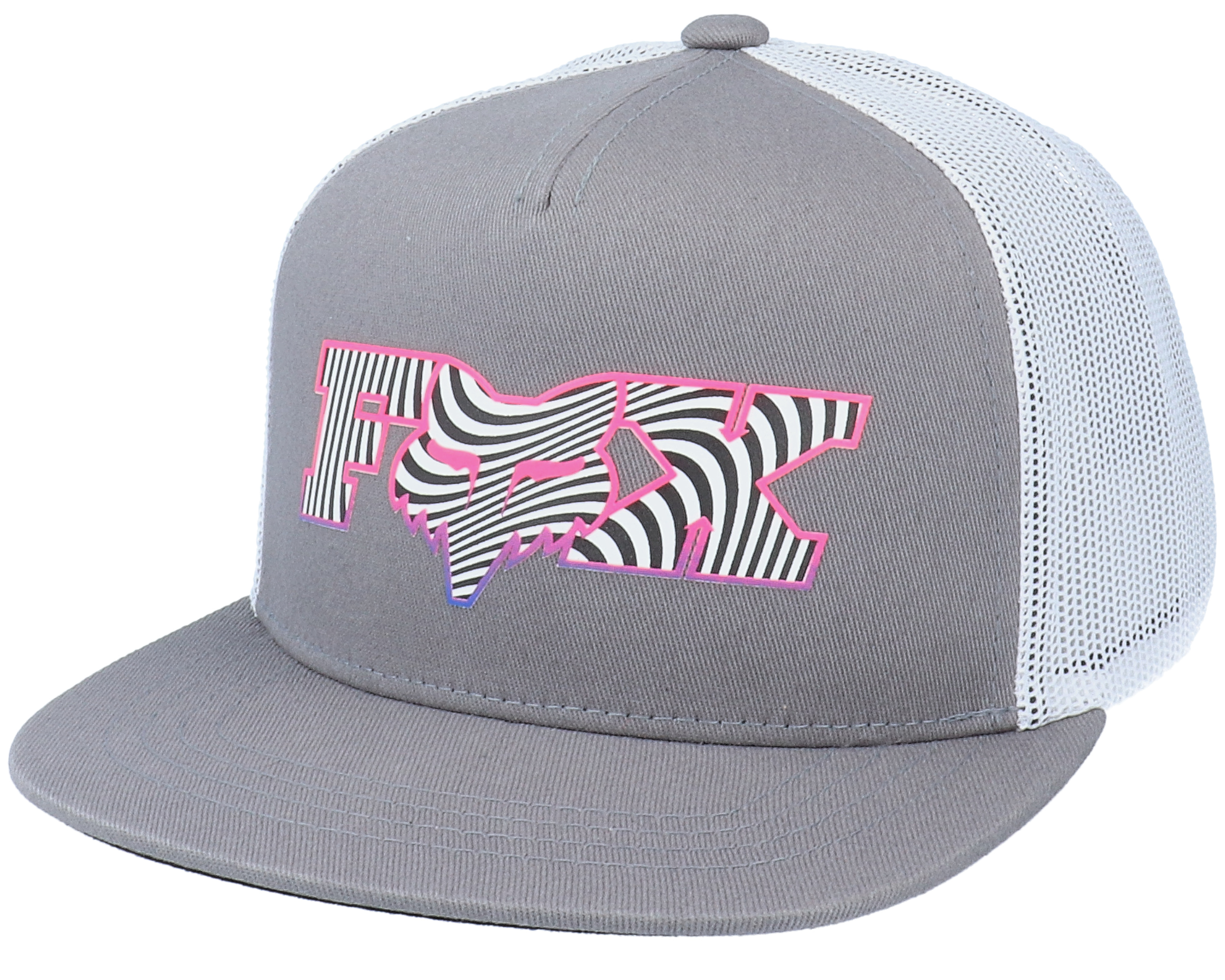 Kids Corkscrew Hat Grey/White Trucker - Fox | Hatstoreworld.com