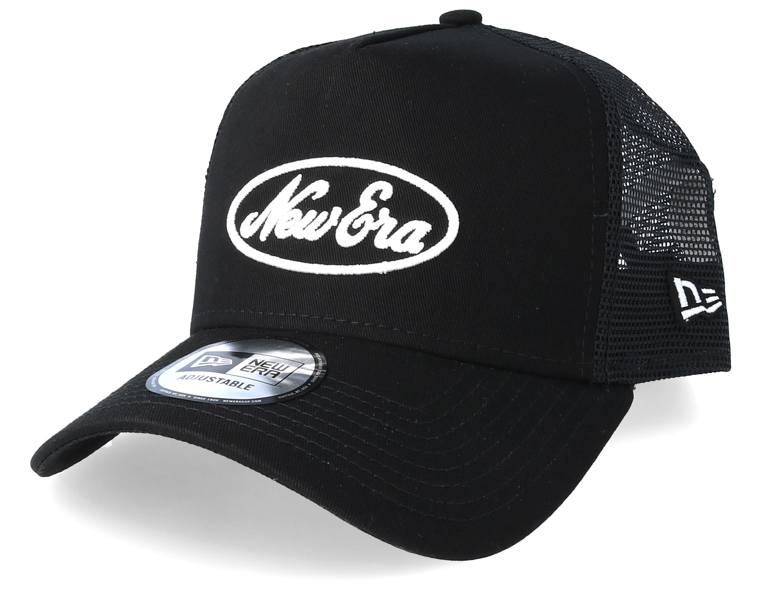 Script Black Trucker - New Era | Hatstoreworld.com