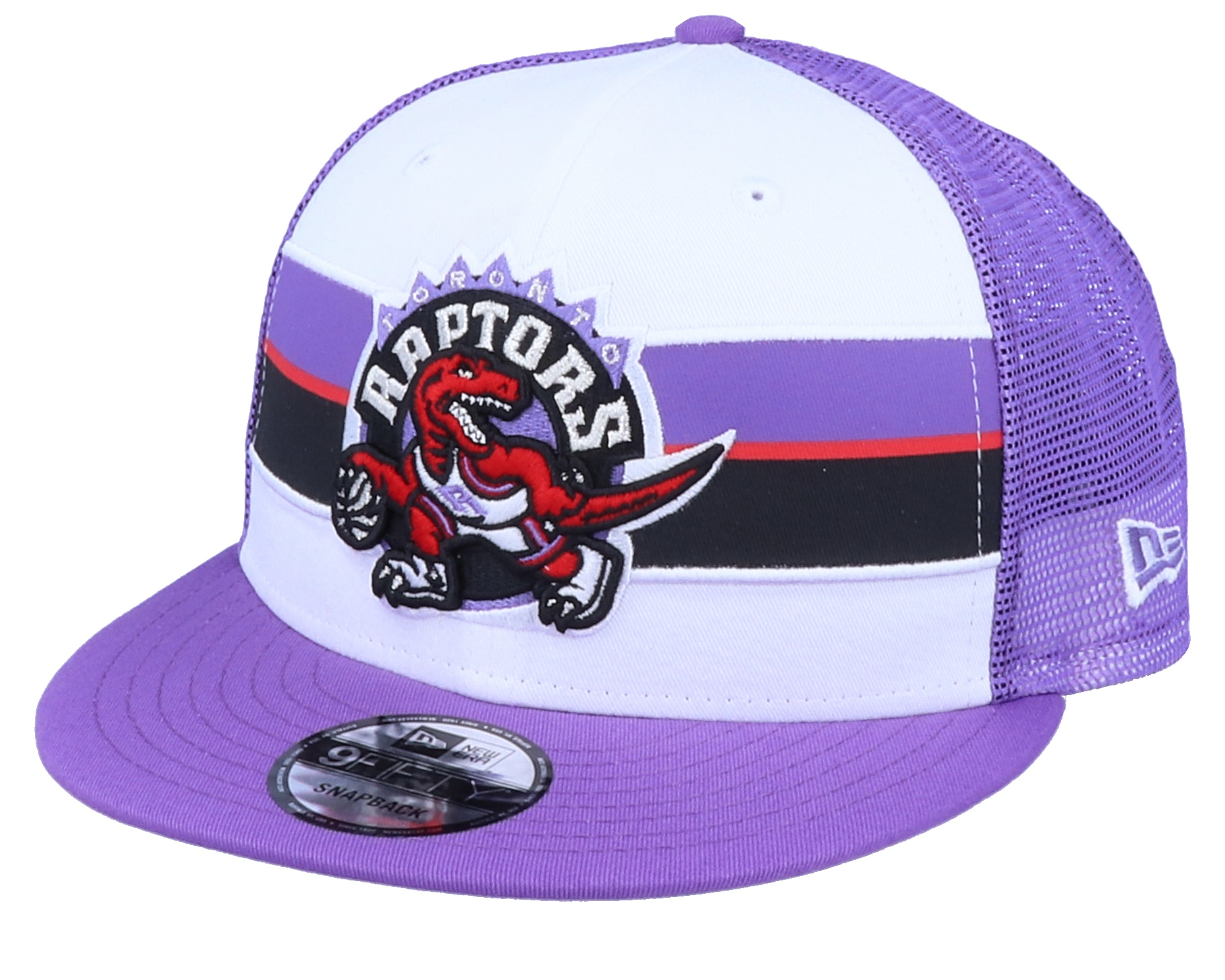 Toronto Raptors Stripe 9Fifty White/Purple Trucker | Hatstoreworld.com