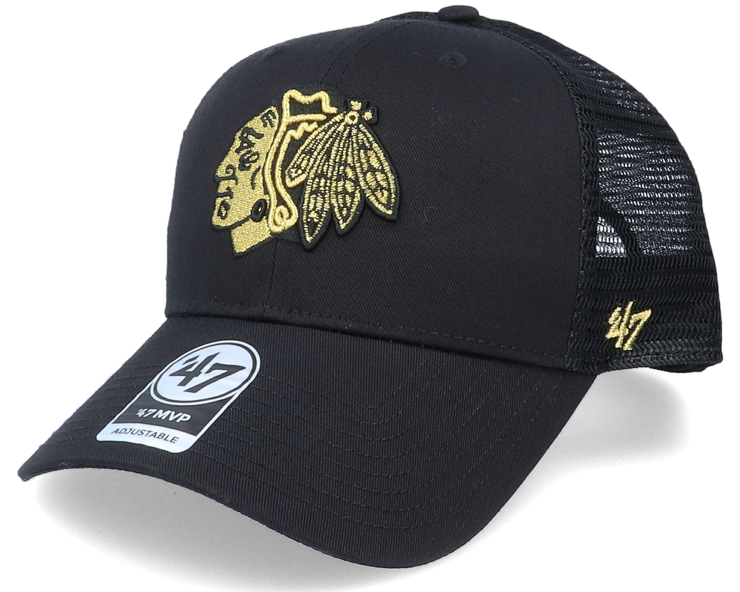 Chicago Blackhawks Branson Metallic Mvp Black/Gold Trucker ...