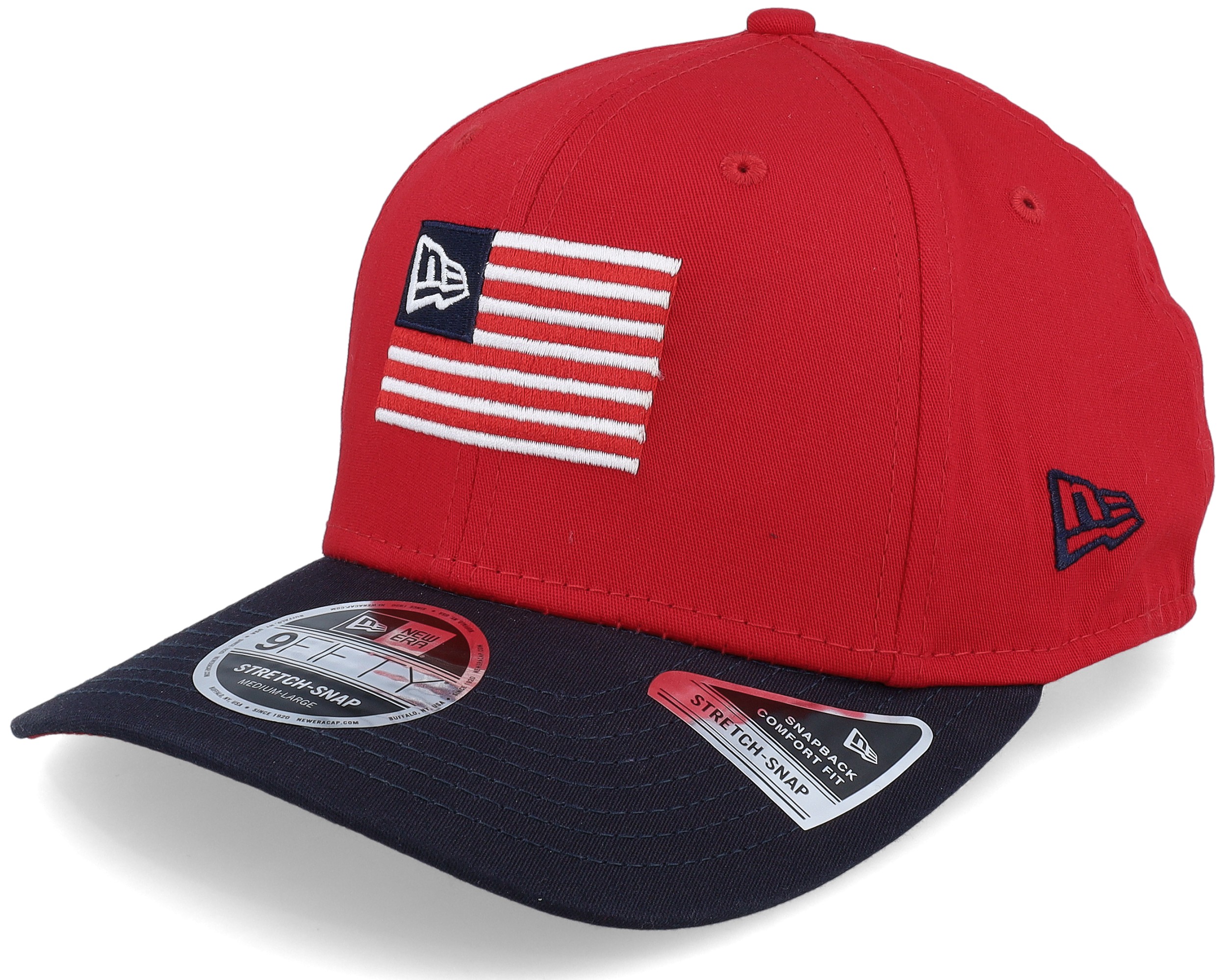 Flagged 9FIFTY Stretch Snap Red/Navy Adjustable | Hatstoreworld.com