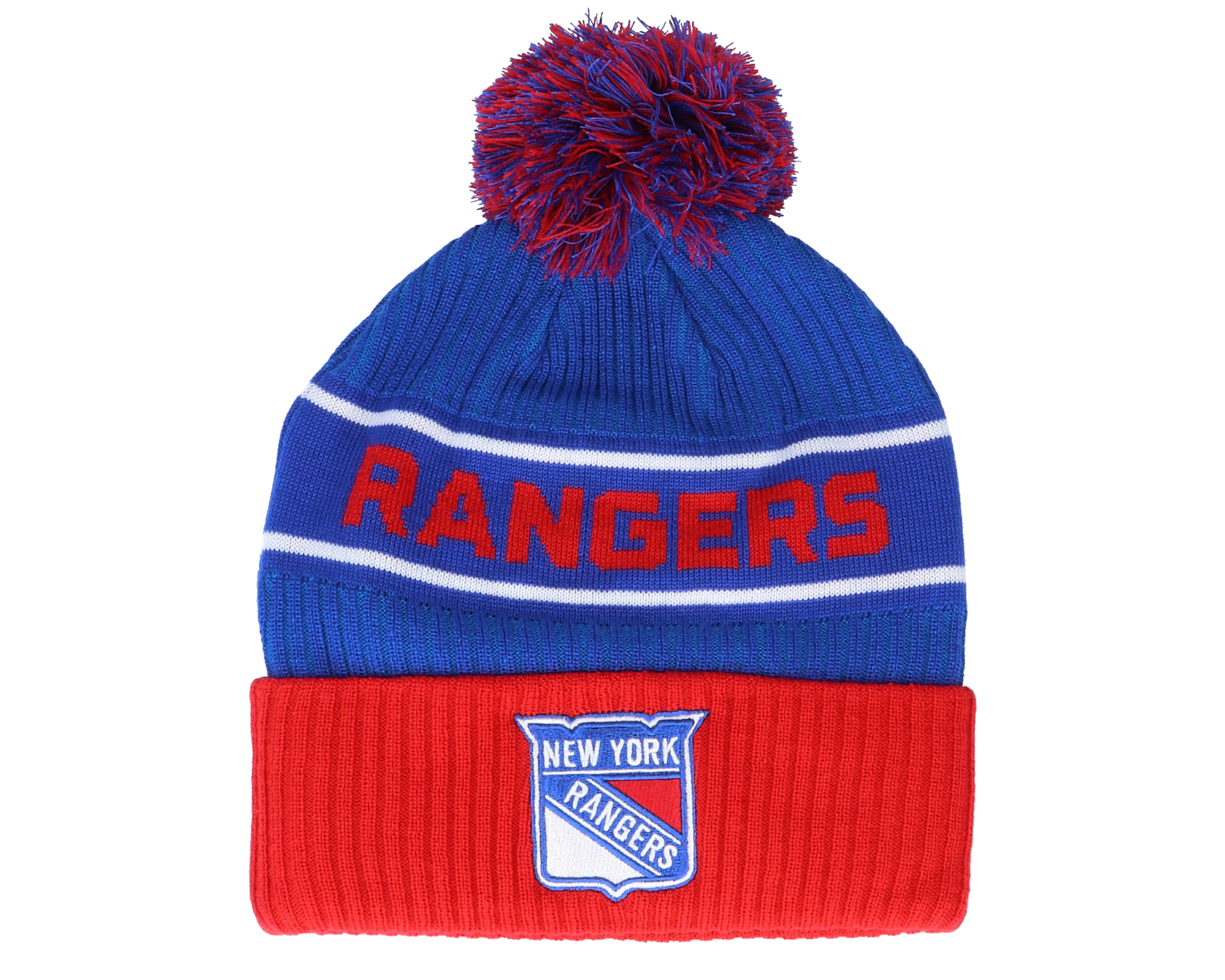 New York Rangers Authentic Pro Locker Room Blue/Red Pom | Hatstoreworld.com