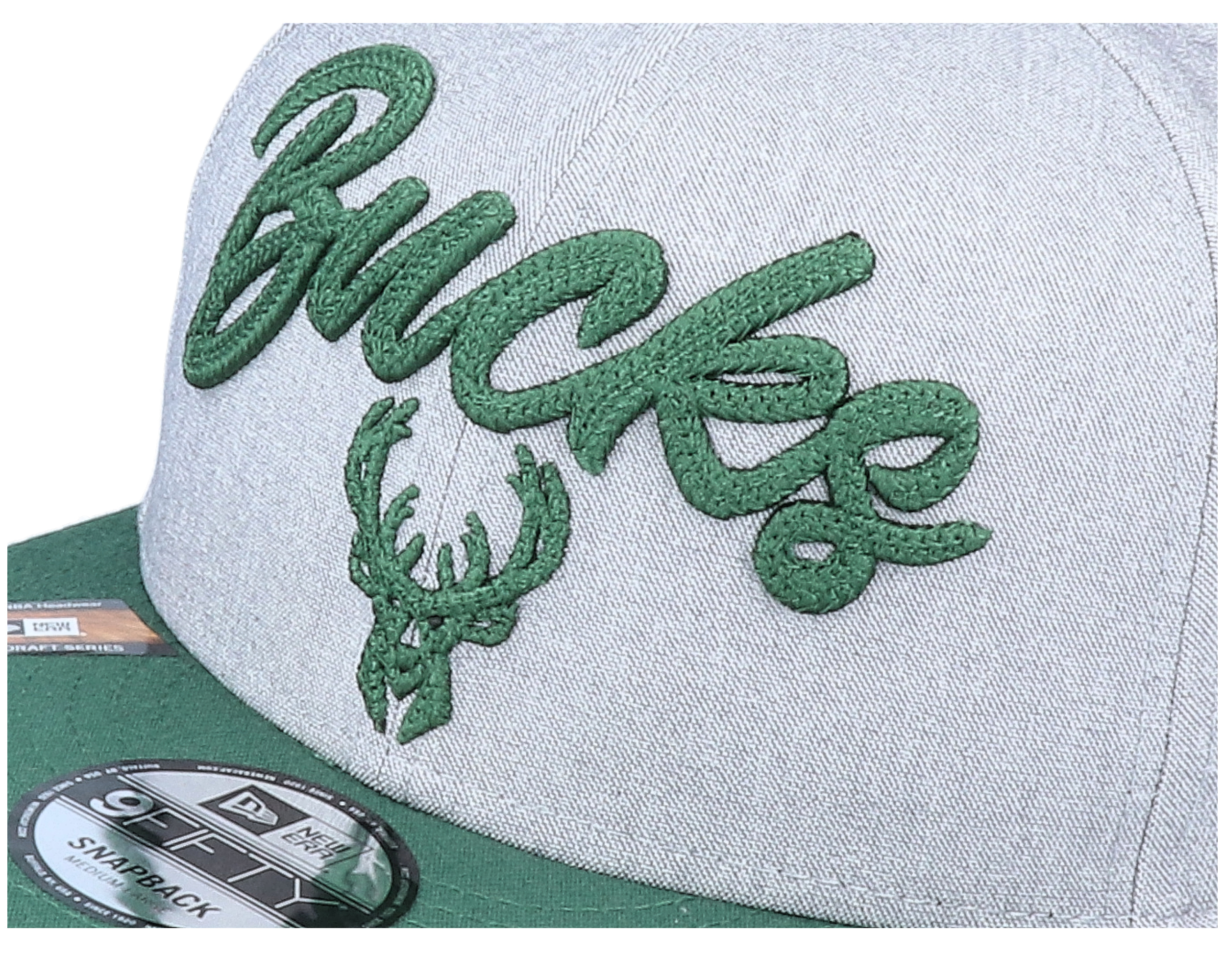 Milwaukee Bucks NBA 20 Draft 9Fifty Heather Grey/Forest Green Snapback ...