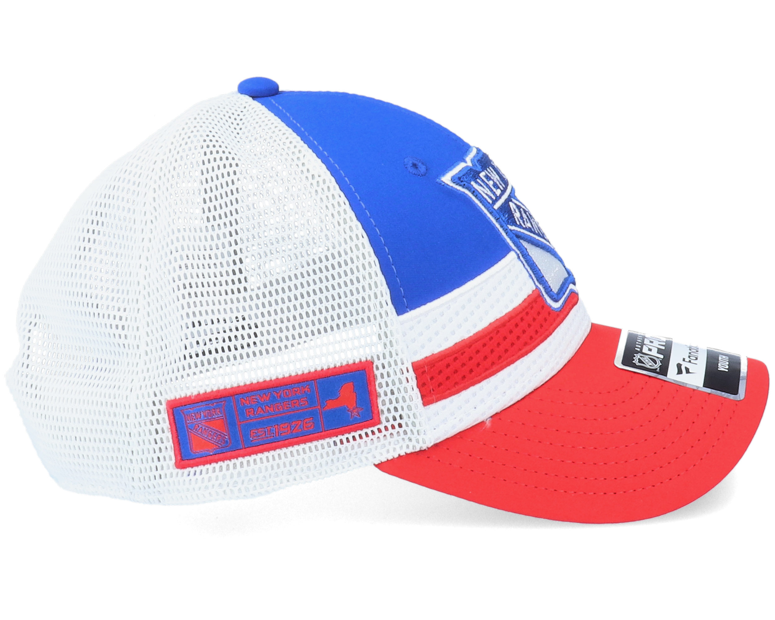 Kids New York Rangers NHL Draft Home Structured Blue/Red/White Trucker ...