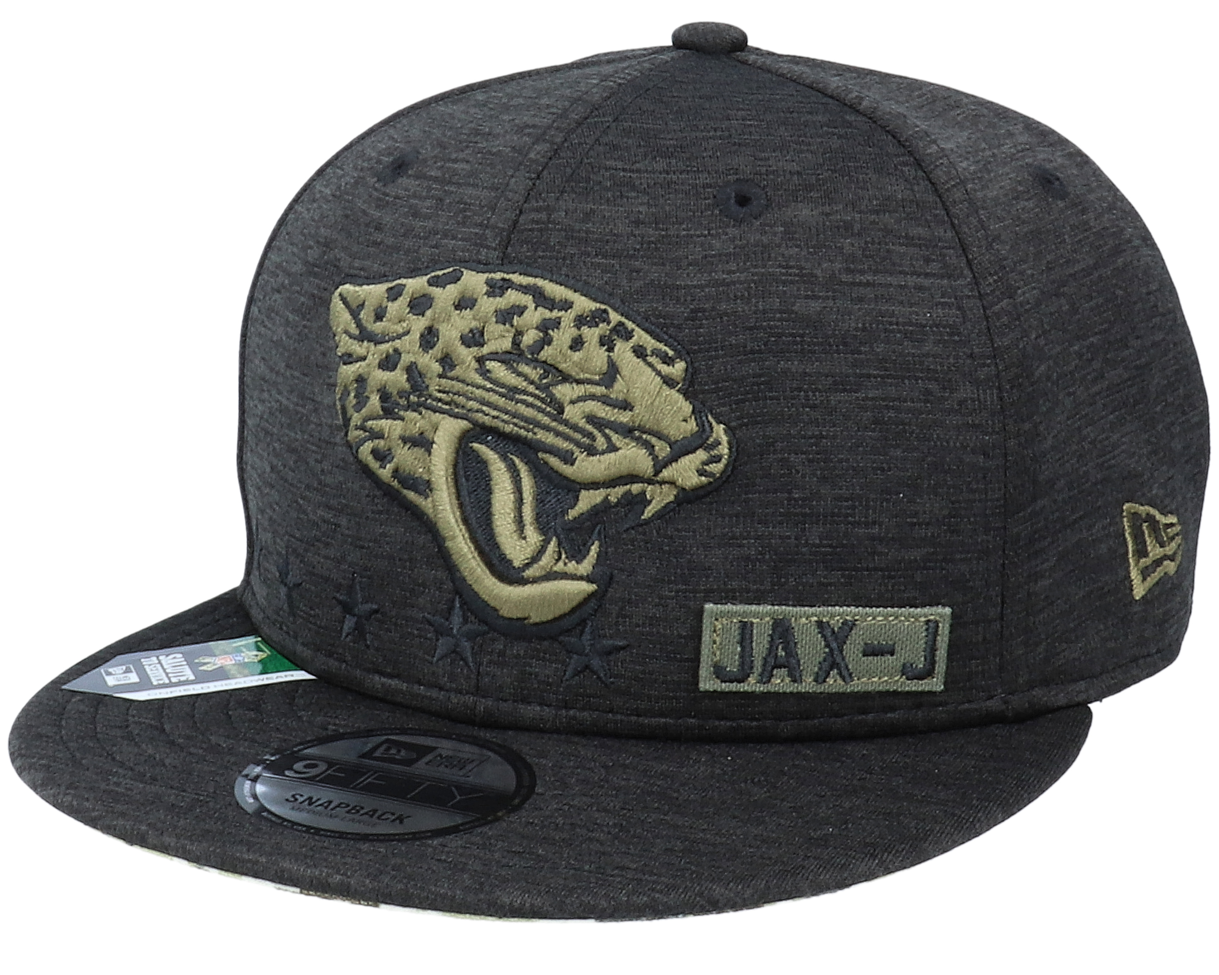 Jacksonville Jaguars Salute To Service NFL 20 Heather Black Snapback ...