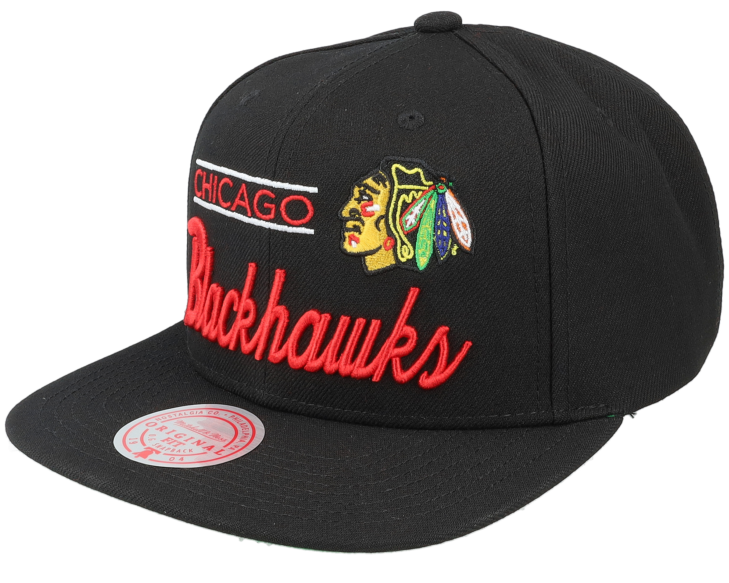 Chicago Blackhawks Retro Lock Up Black Snapback | Hatstoreworld.com