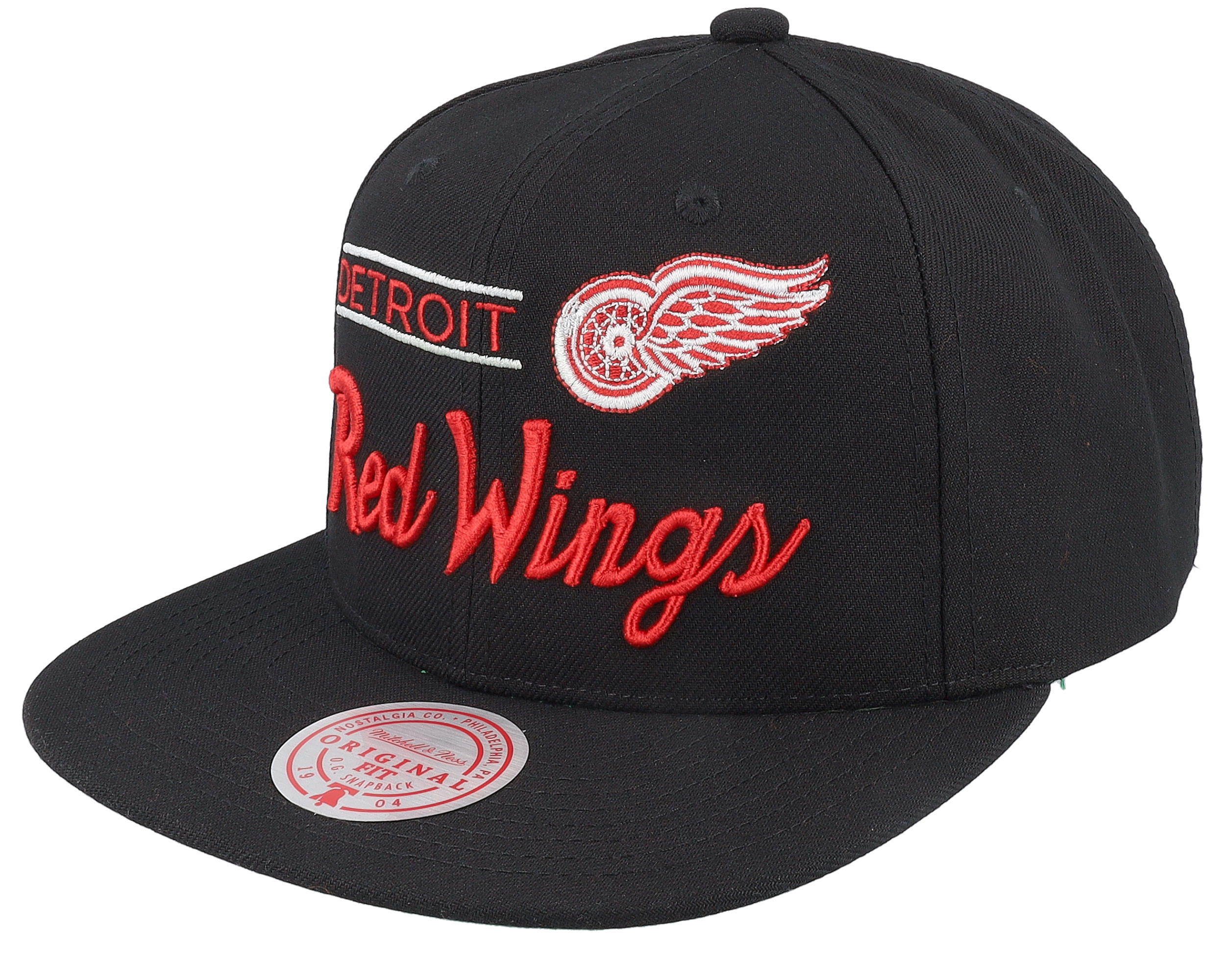 Detroit Red Wings Retro Lock Up Black Snapback - Mitchell & Ness ...