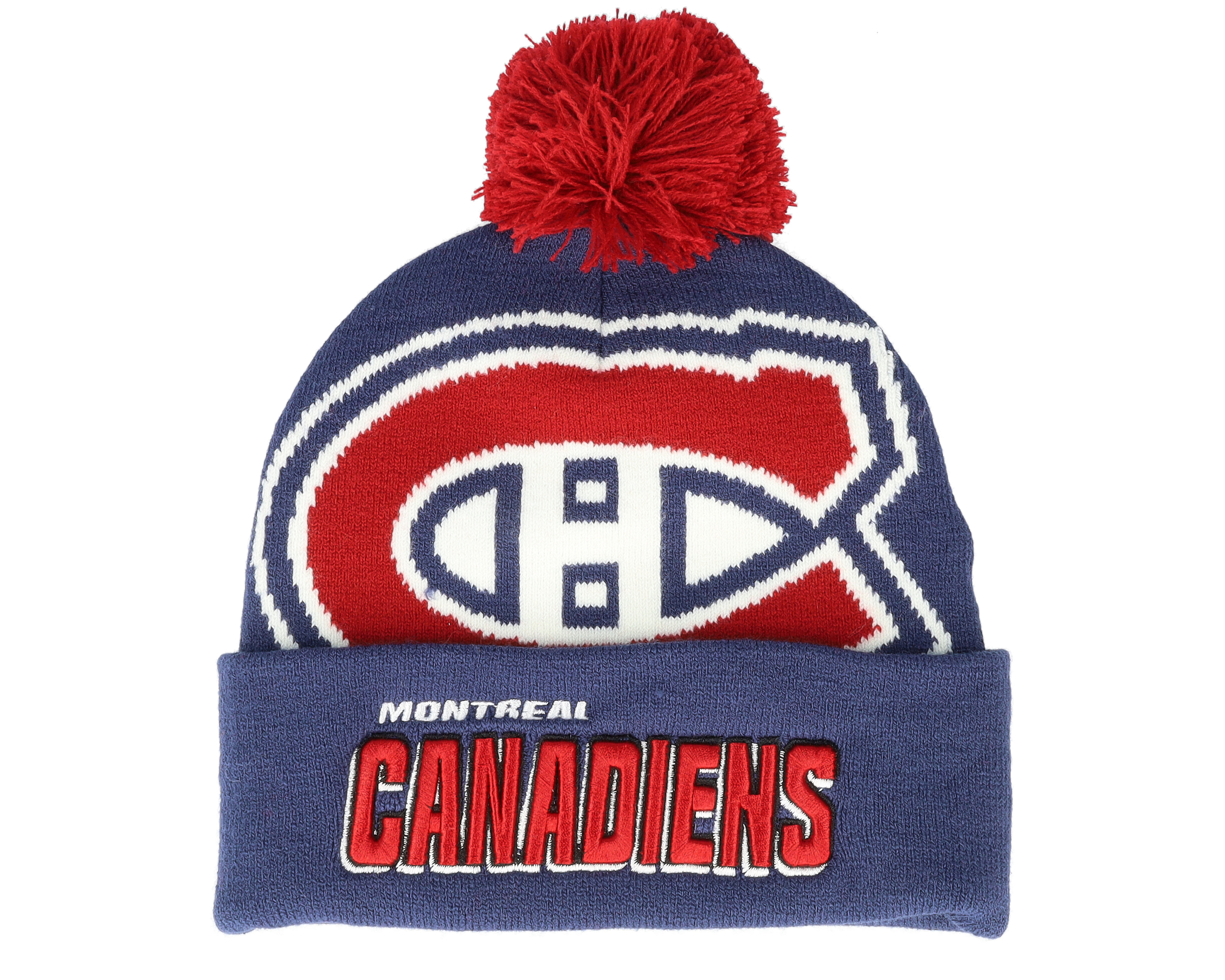 Montreal Canadiens Punch Out Knit Blue Pom - Mitchell & Ness beanie ...