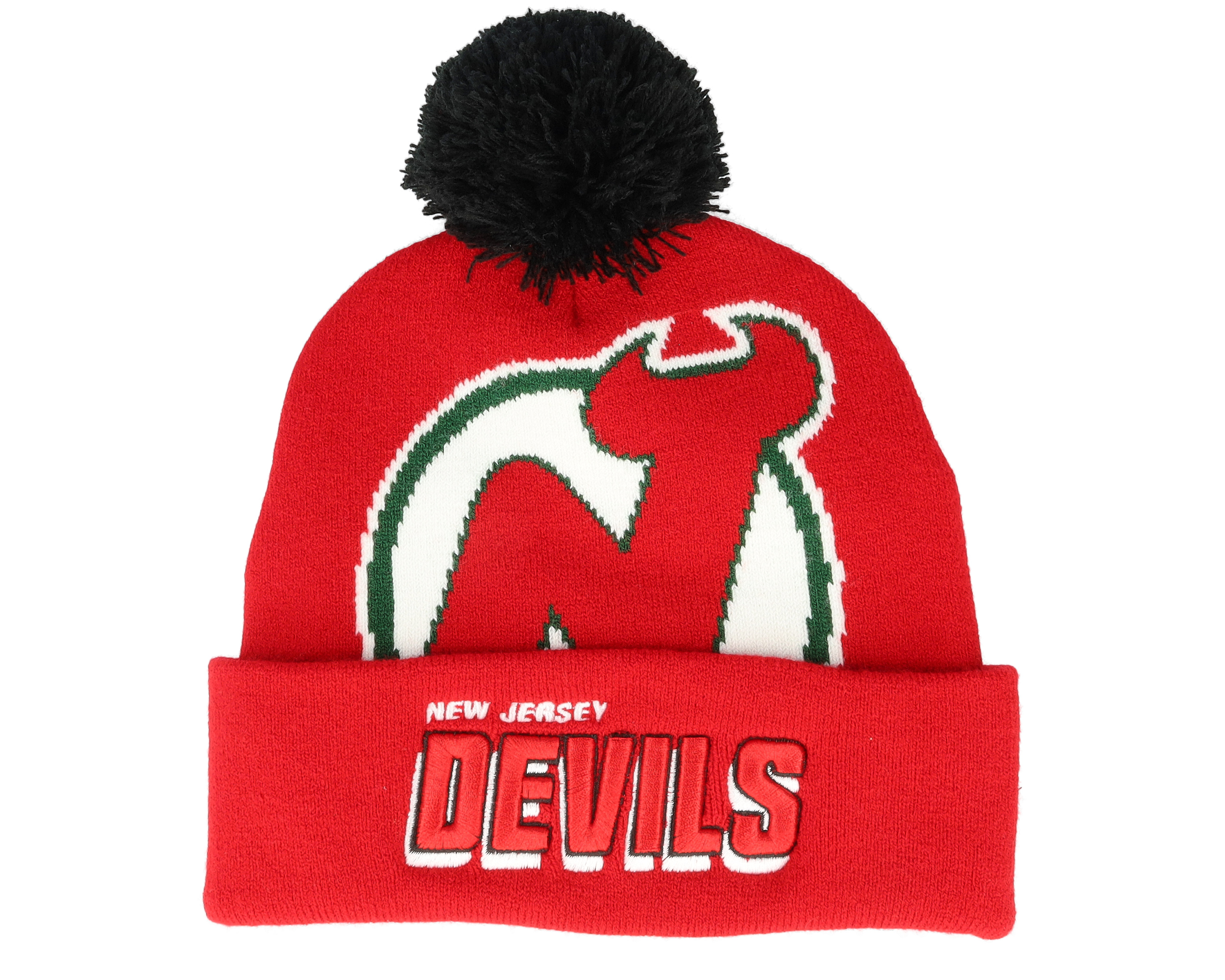 New Jersey Devils Punch Out Knit Red Pom | Hatstoreworld.com