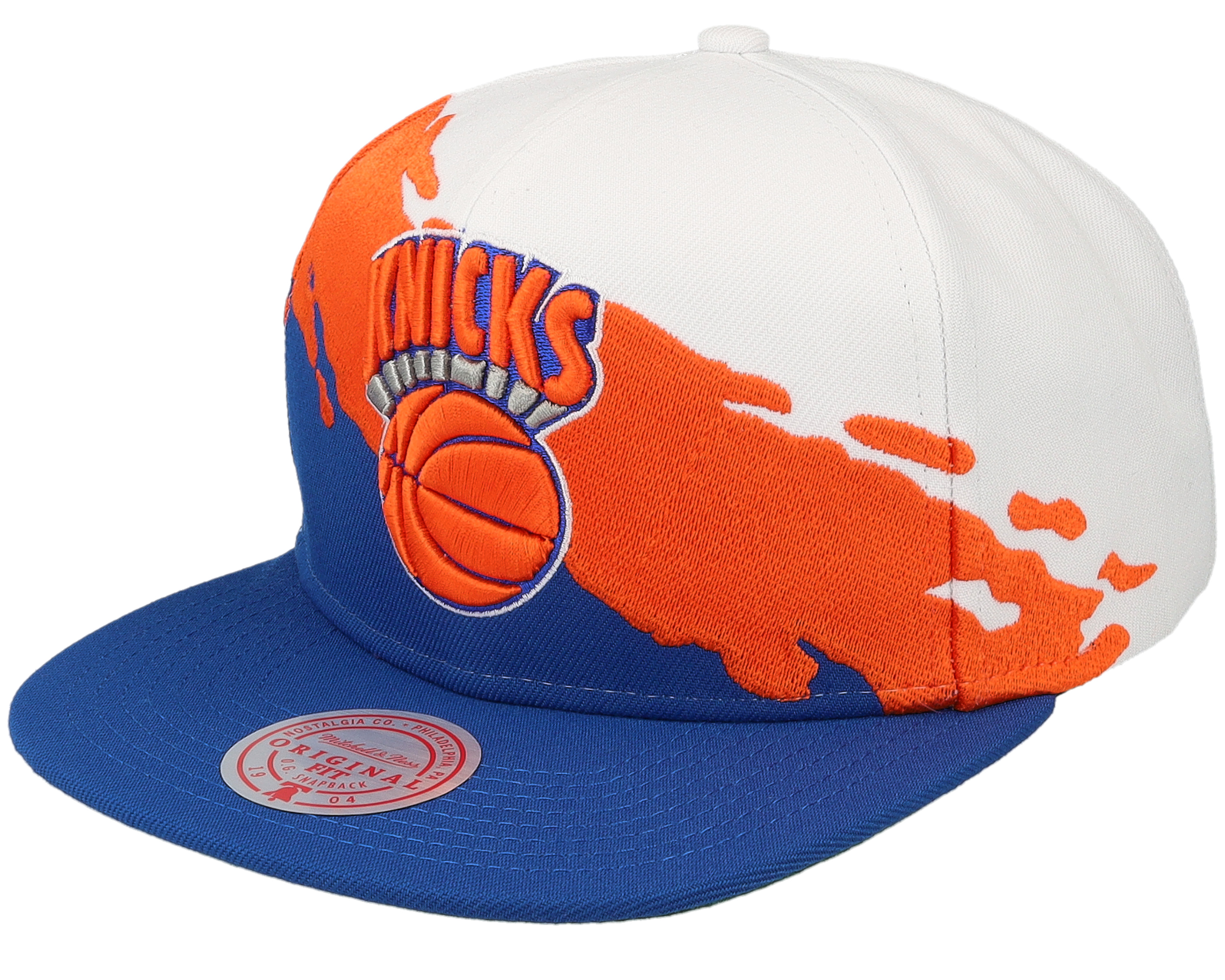 New York Knicks Paintbrush White/Royal Snapback - Mitchell & Ness cap ...