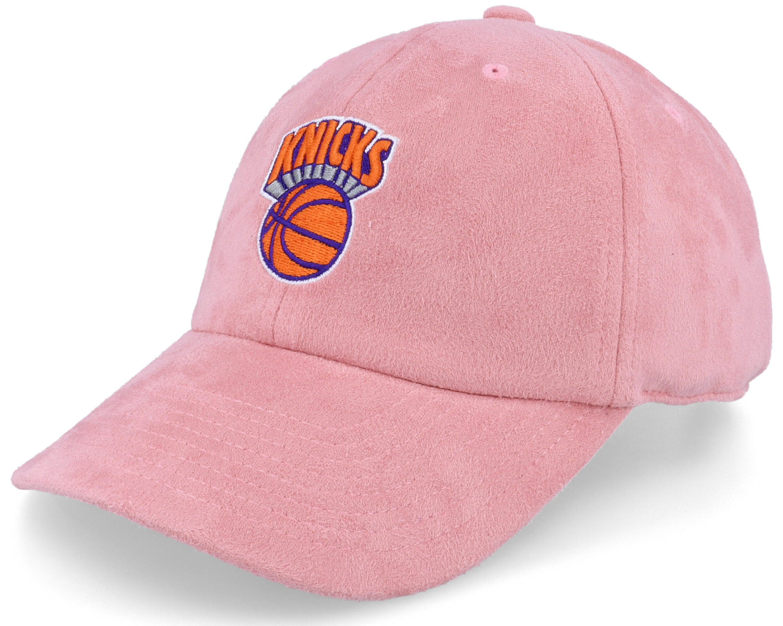 New York Knicks Suede Pink Dad Cap - Mitchell & Ness | Hatstoreworld.com
