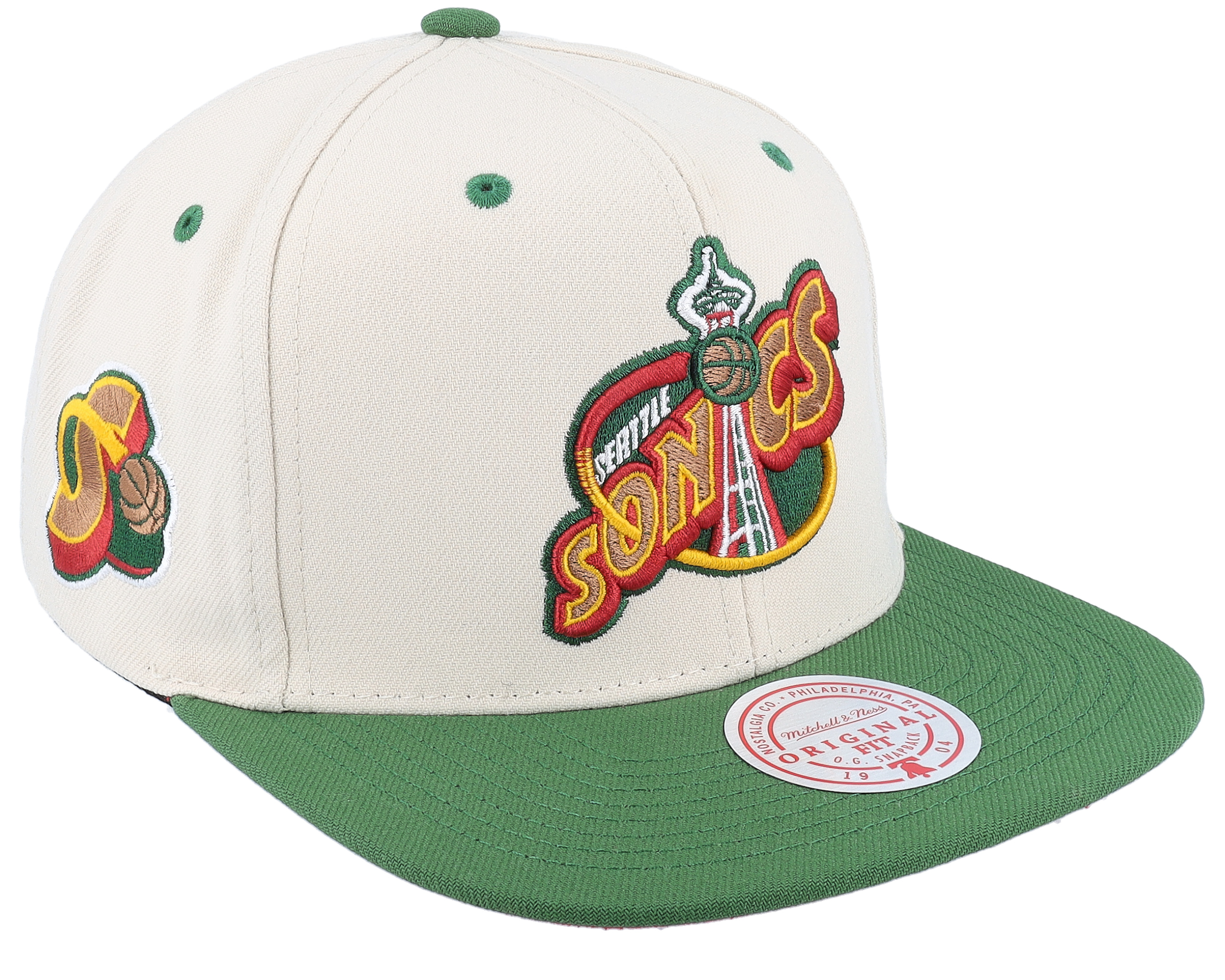Seattle Supersonics Sail Two Tone Hwc Off White/Green Snapback ...