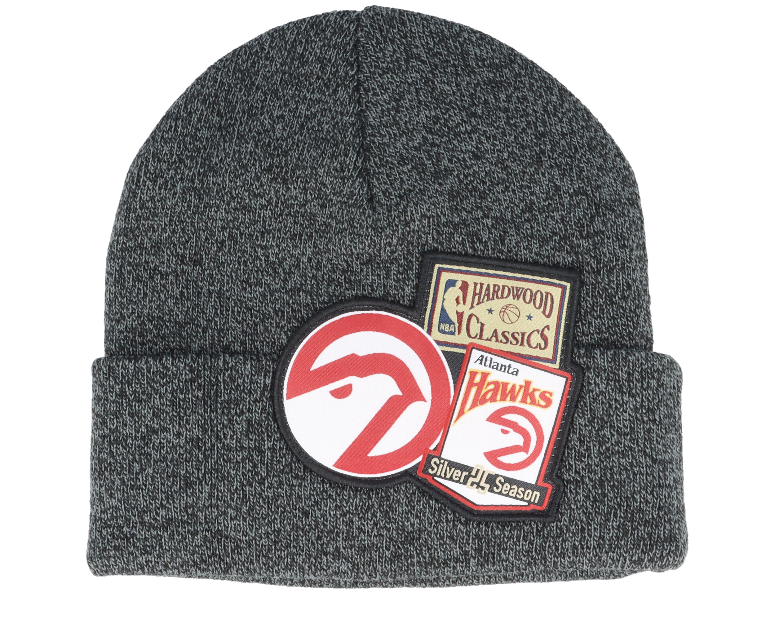 Atlanta Hawks XL Logo Patch Knit Heather Black Cuff | Hatstoreworld.com