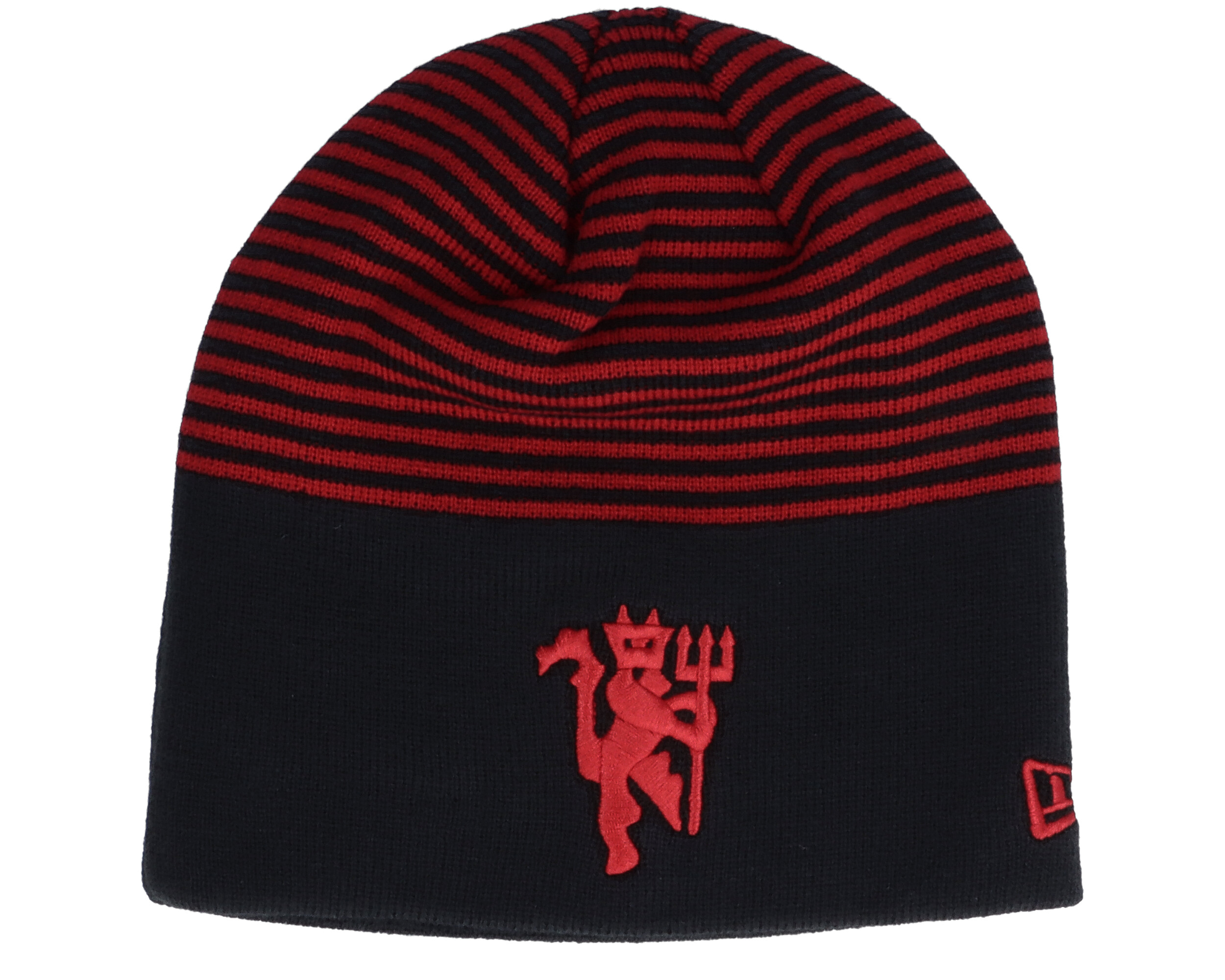Manchester United Stripe Skull Knit Black/Scarlet Beanie ...