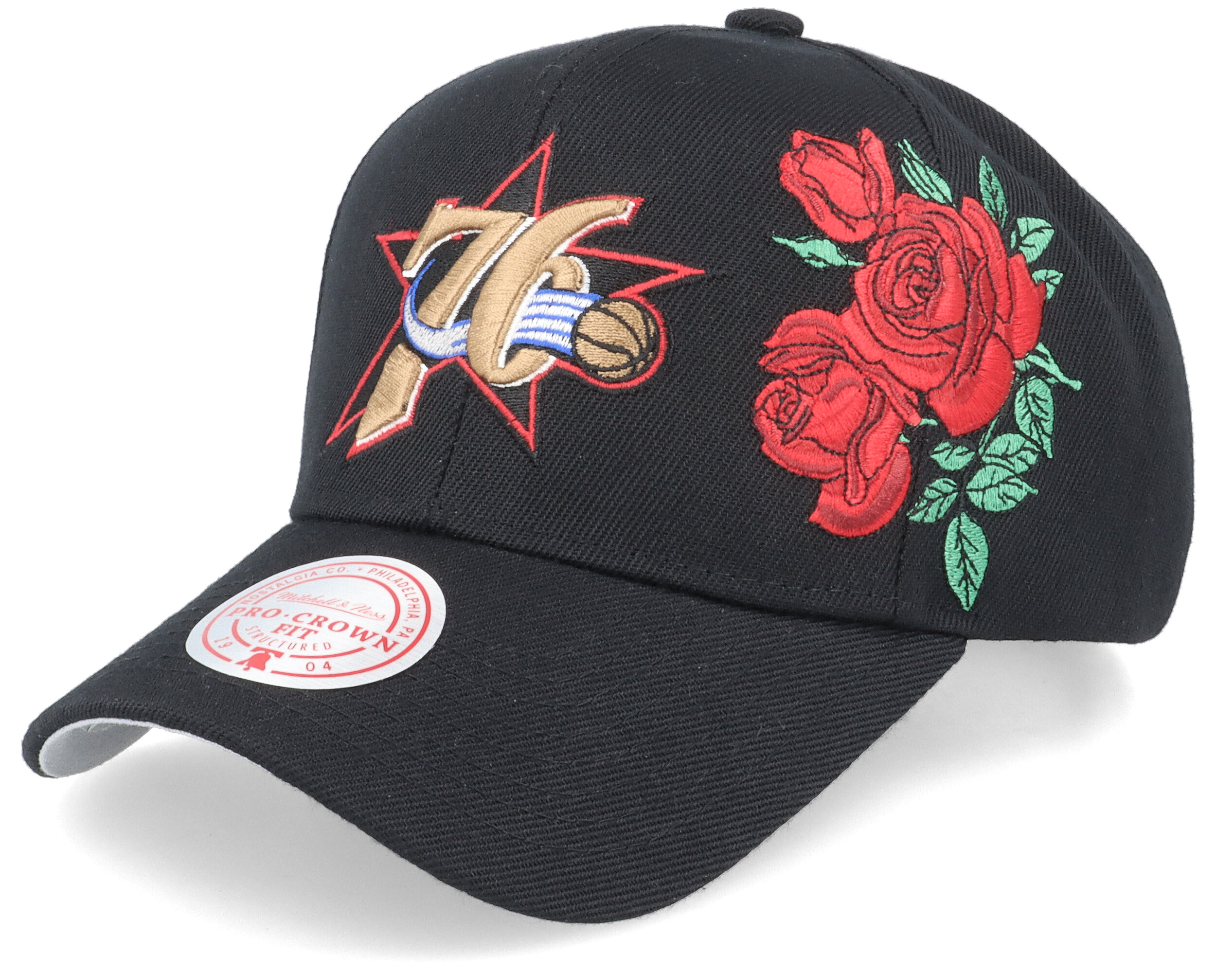 Philadelphia 76ers Secondary Roses Pro Black Adjustable | Hatstoreworld.com