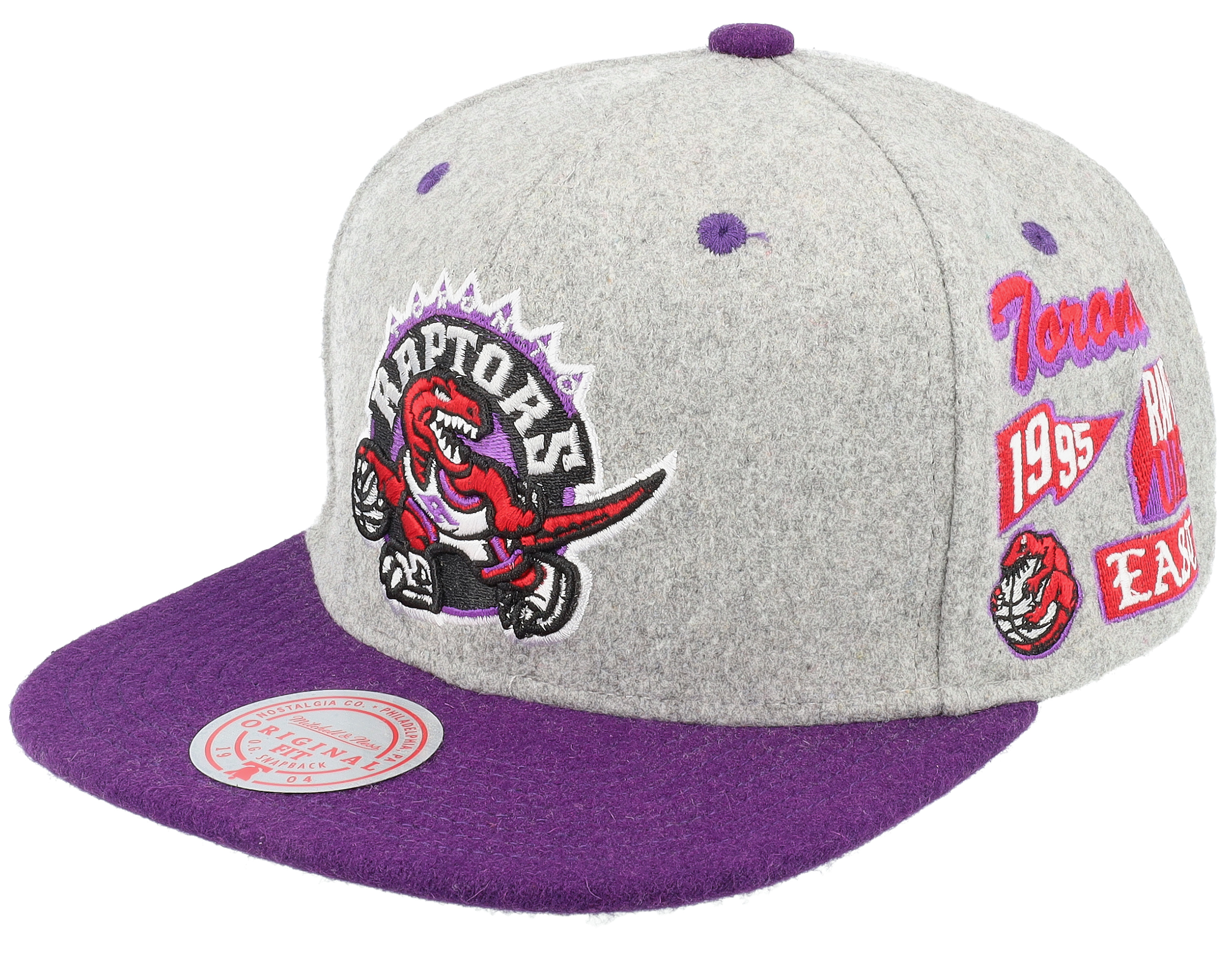 Toronto Raptors Melton Patch Grey/Purple Snapback | Hatstore.ch