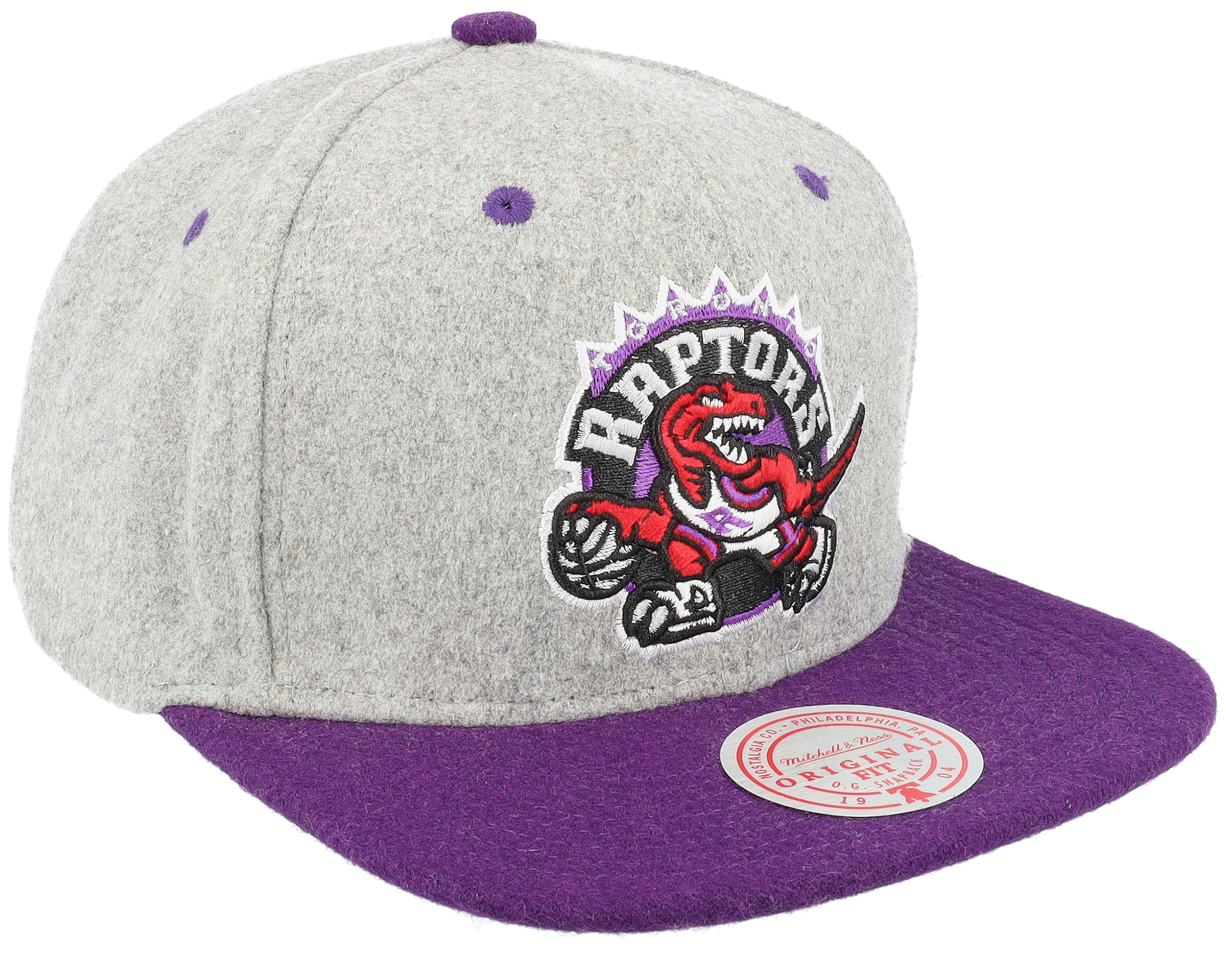 Toronto Raptors Melton Patch Grey/Purple Snapback | Hatstore.ch