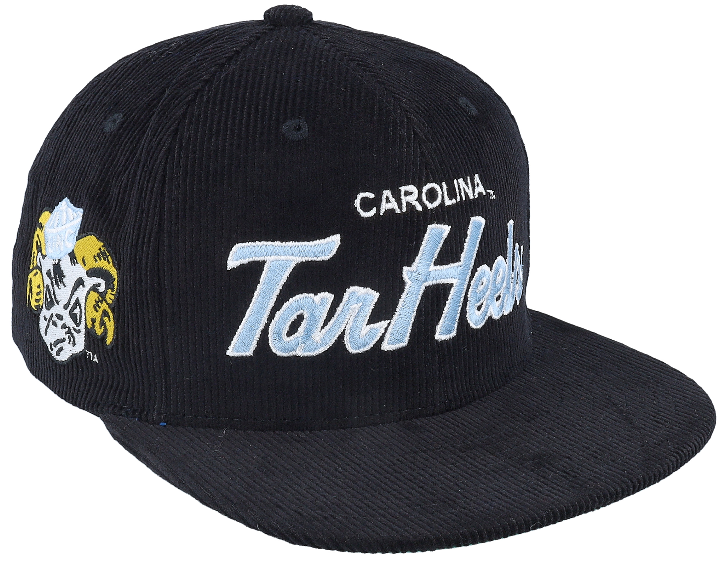 North Carolina Tar Heels Cord Script Black Snapback - Mitchell & Ness ...
