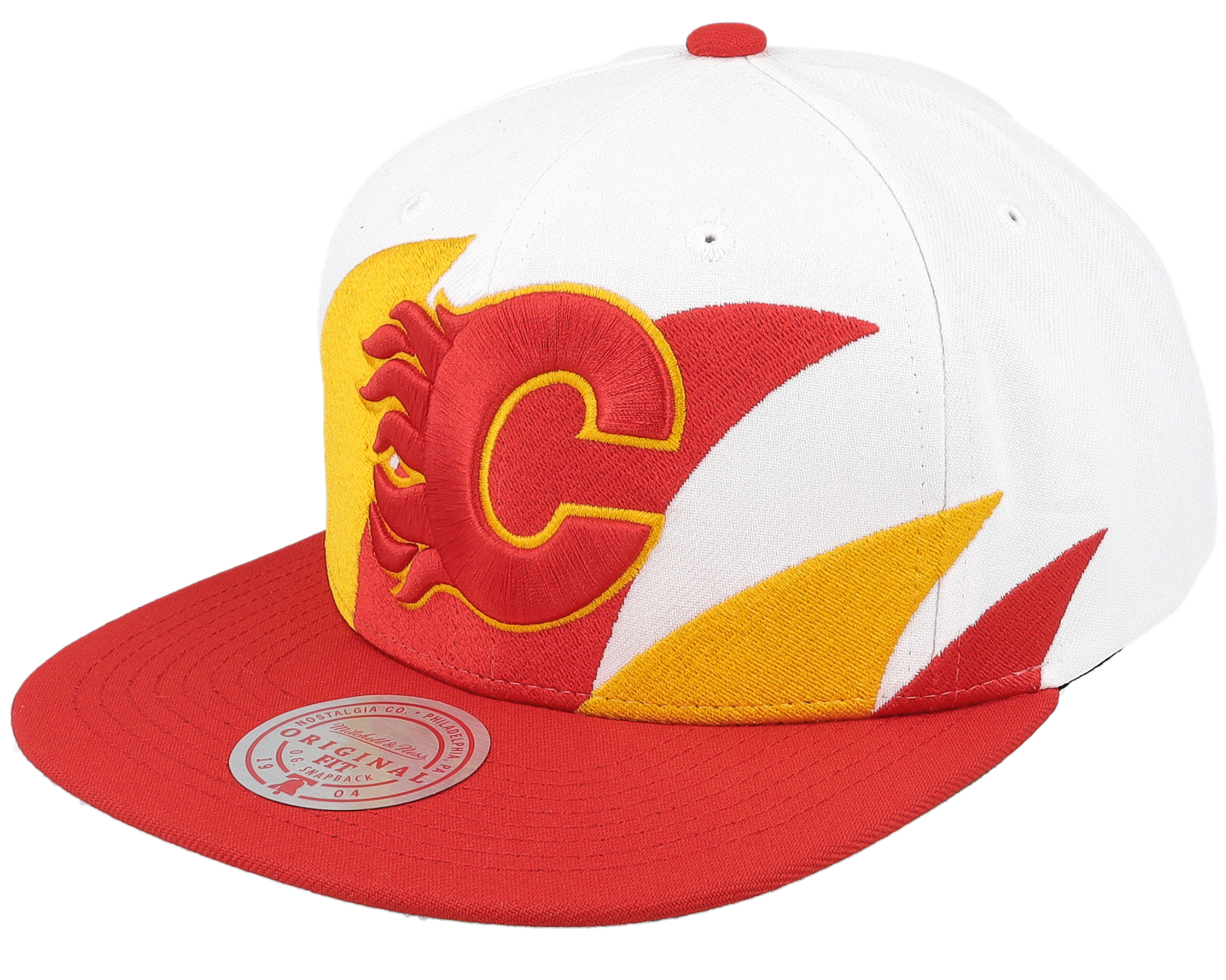 Calgary Flames Vintage Sharktooth White/Red Snapback - Mitchell & Ness ...