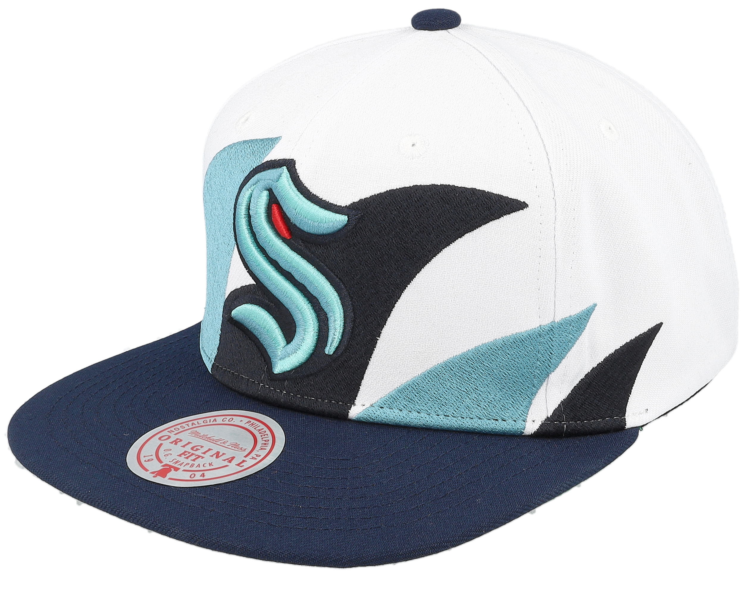 Seattle Kraken Vintage Sharktooth White/Navy Snapback | Hatstoreworld.com