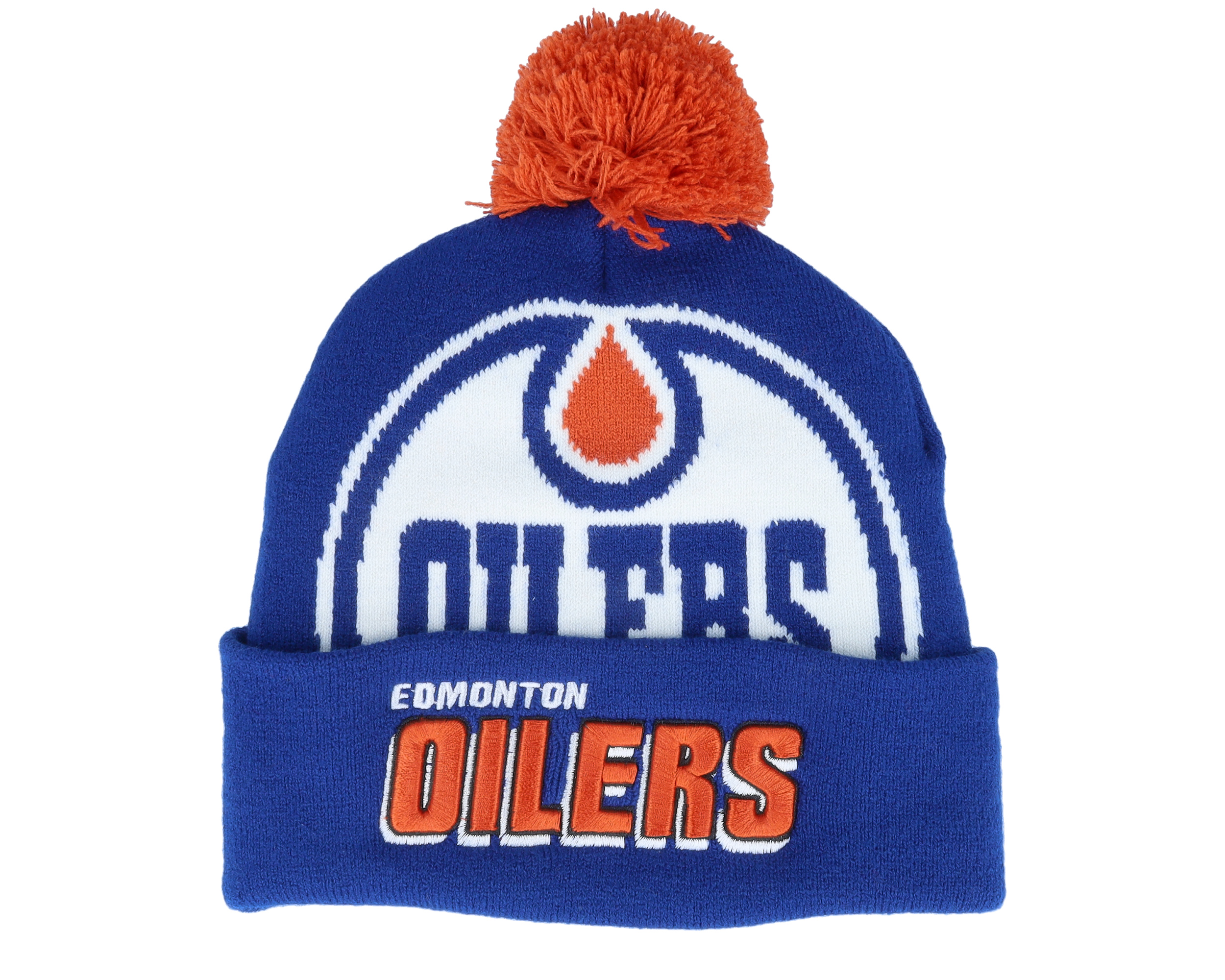 Edmonton Oilers Punch Out Knit Navy Pom | Hatstoreworld.com