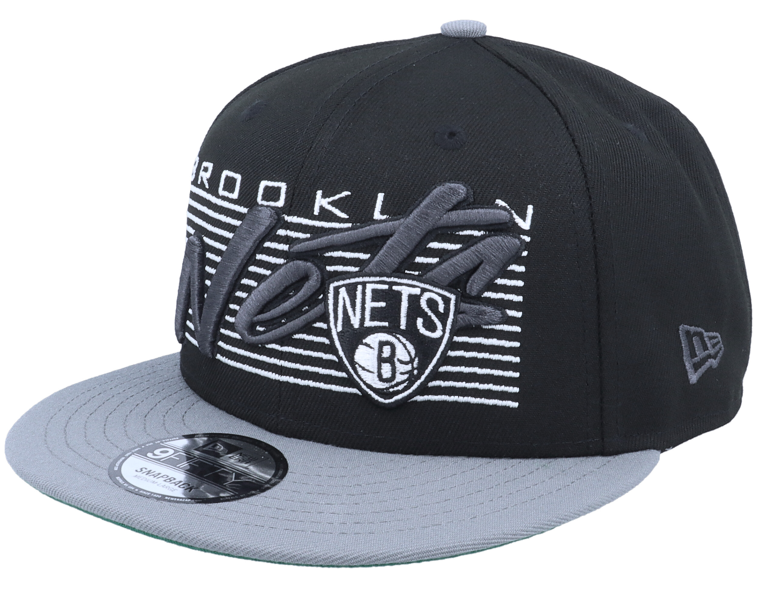 Brooklyn Nets Team Wordmark 9FIFTY Black/Grey Snapback - New Era ...