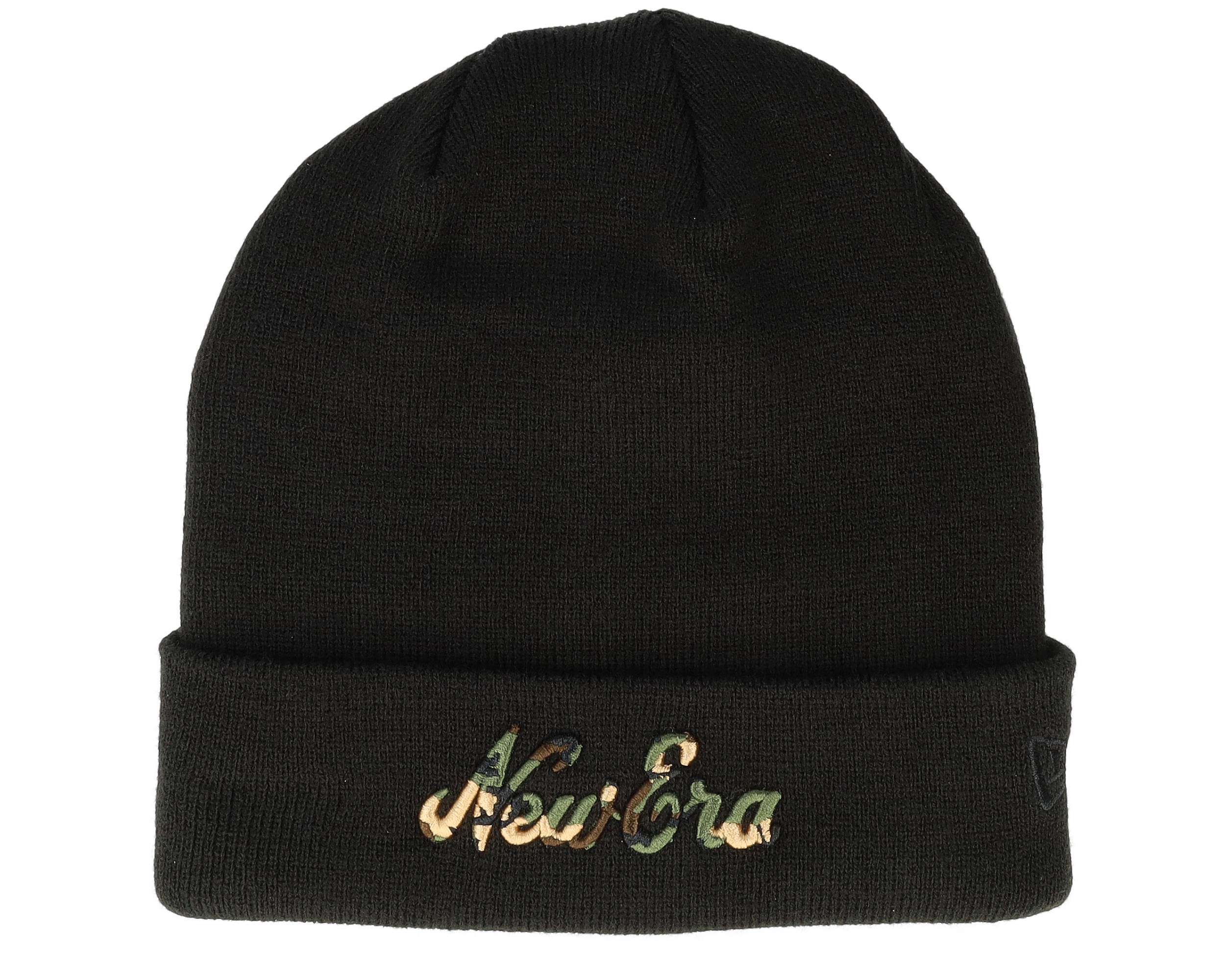 Heritage Script Beanie Black/Camo Cuff | Hatstoreworld.com