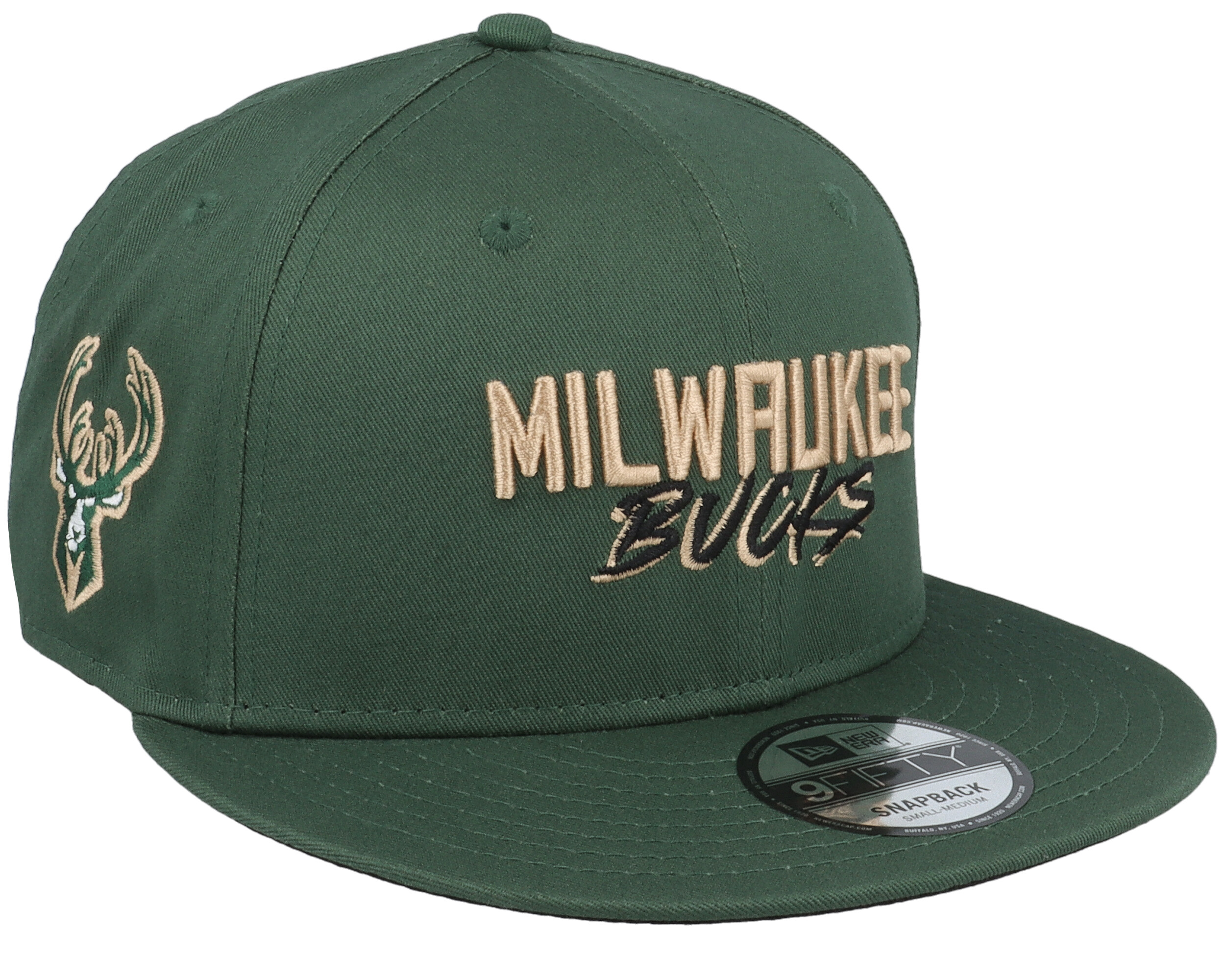 Milwaukee Bucks Script Team 9FIFTY Dark Green Snapback | Hatstoreworld.com