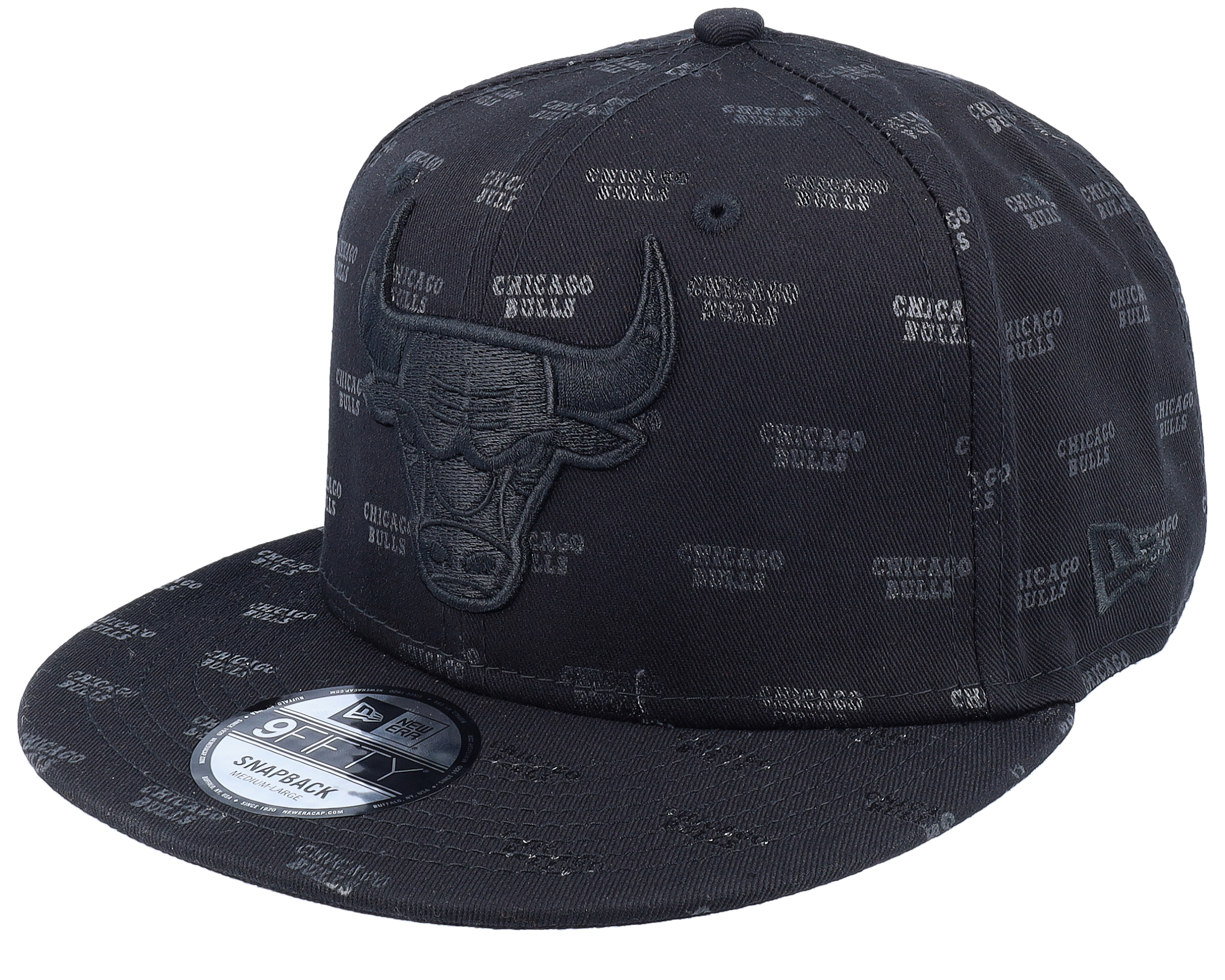 Chicago Bulls Monogram All Over Print 9FIFTY Black Snapback ...