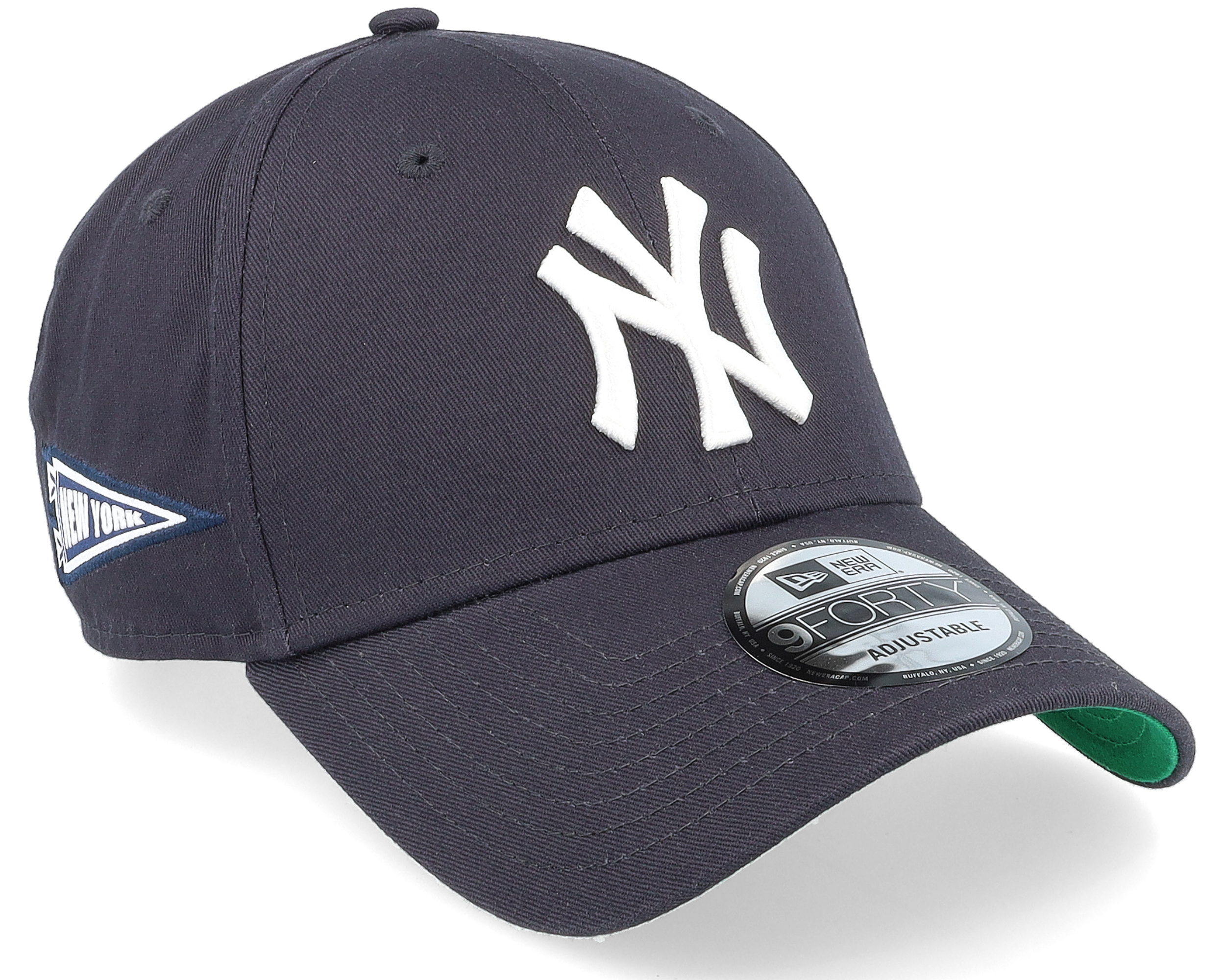 New York Yankees Team Side Patch 9FORTY Navy/White Adjustable ...