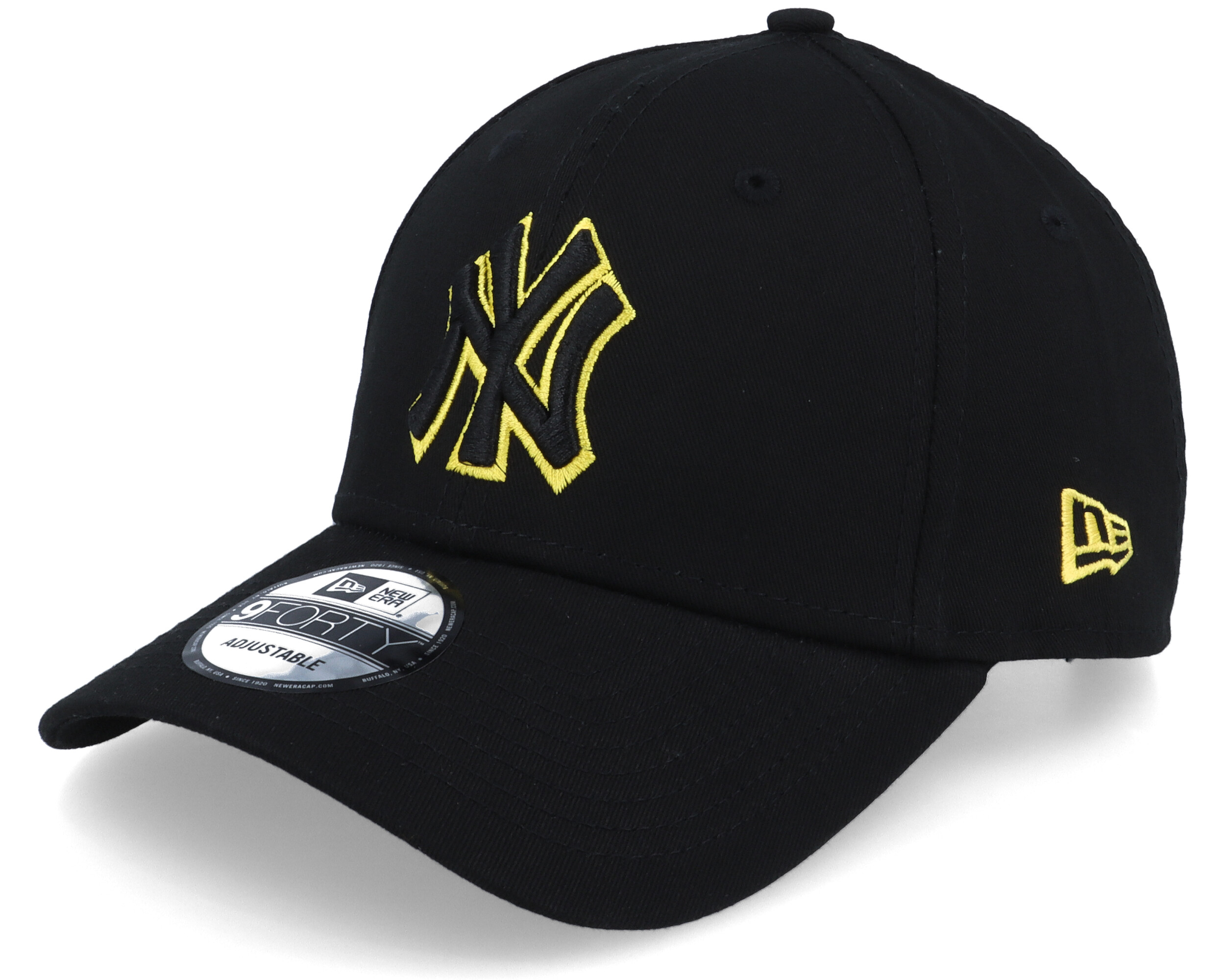 New York Yankees Team Outline 9FORTY Black Adjustable - New Era 棒球帽 ...