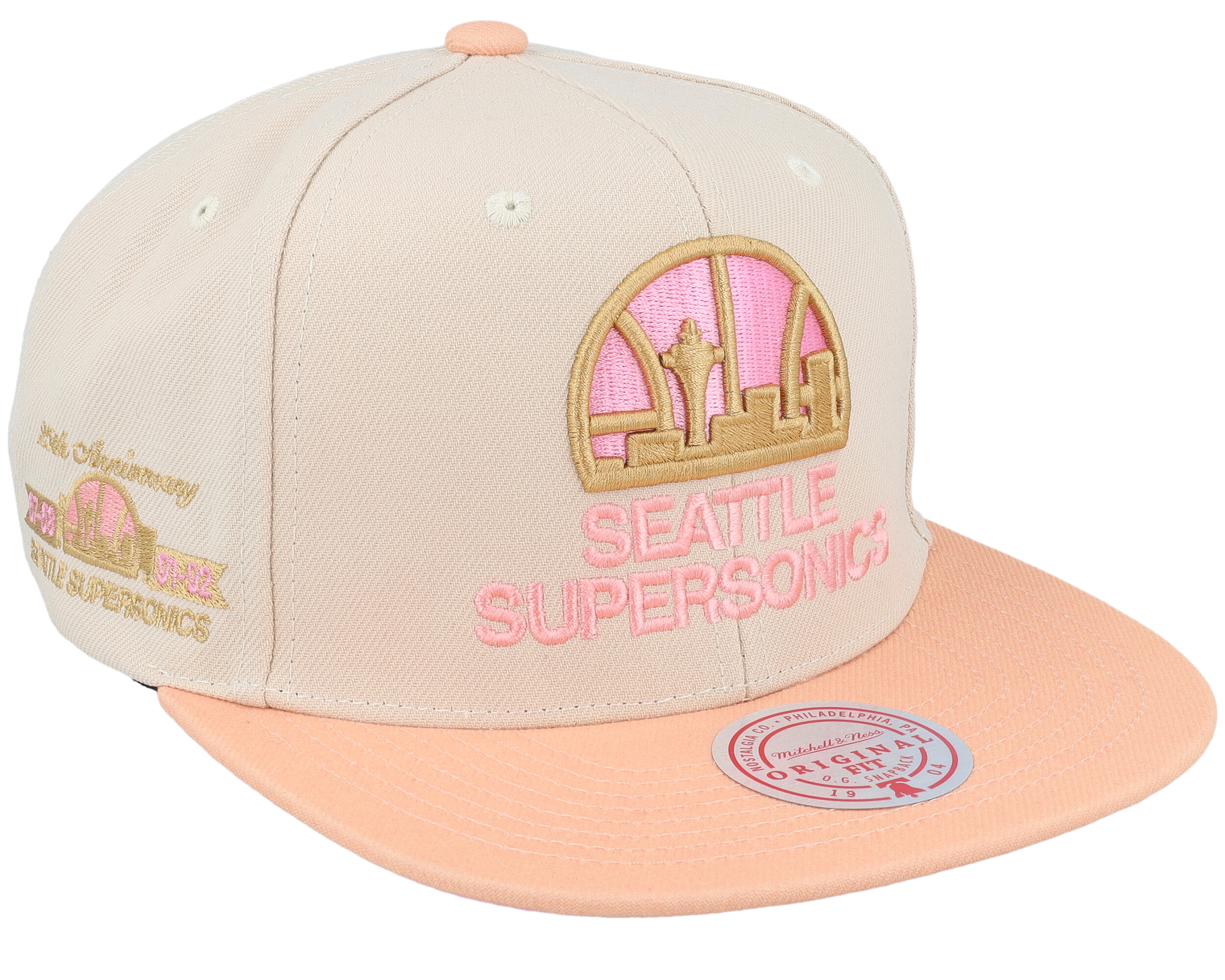 Seattle Supersonics Lovers Lane Off White/Peach Snapback ...