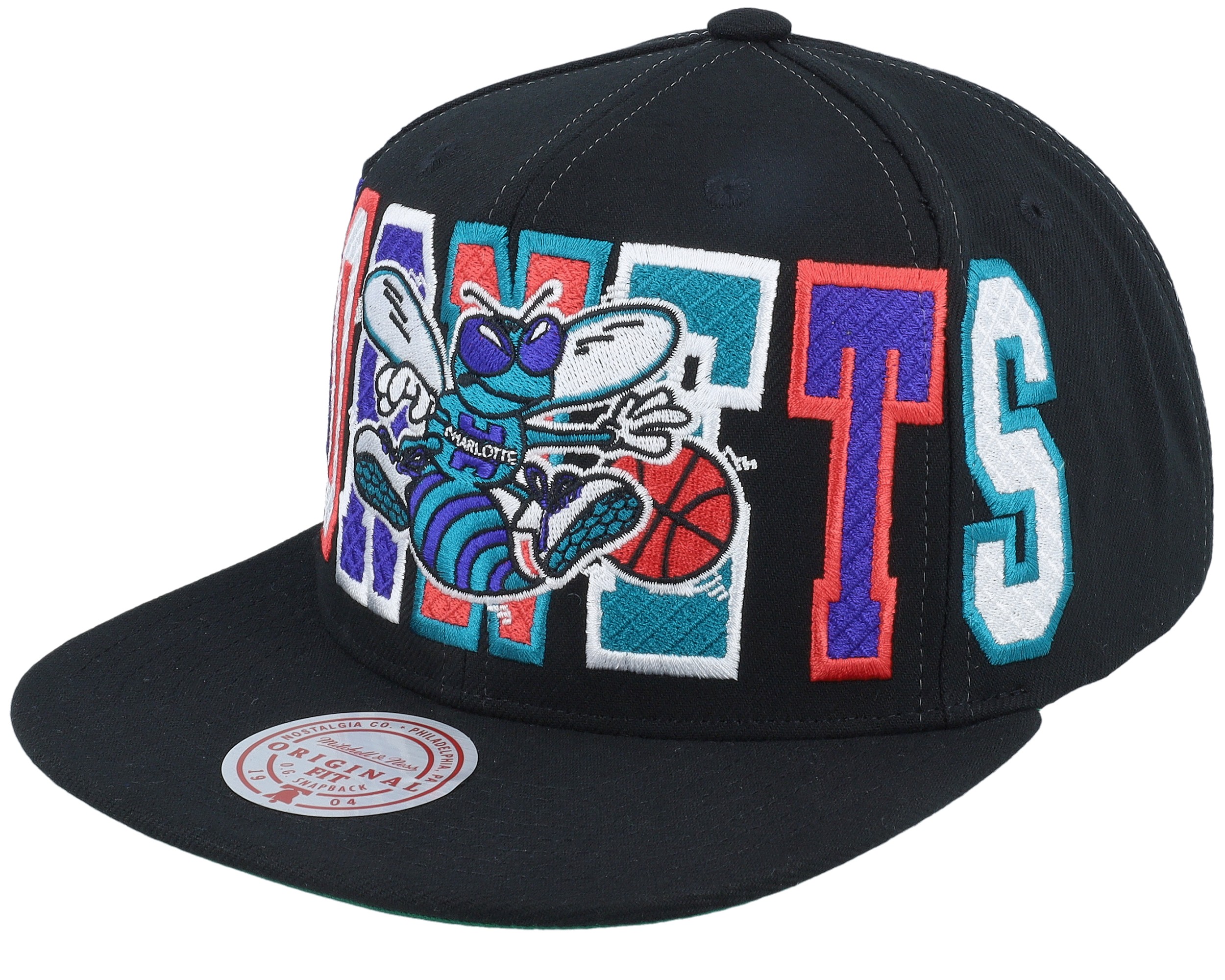 Charlotte Hornets Varsity Bust Black Snapback - Mitchell & Ness Cap ...