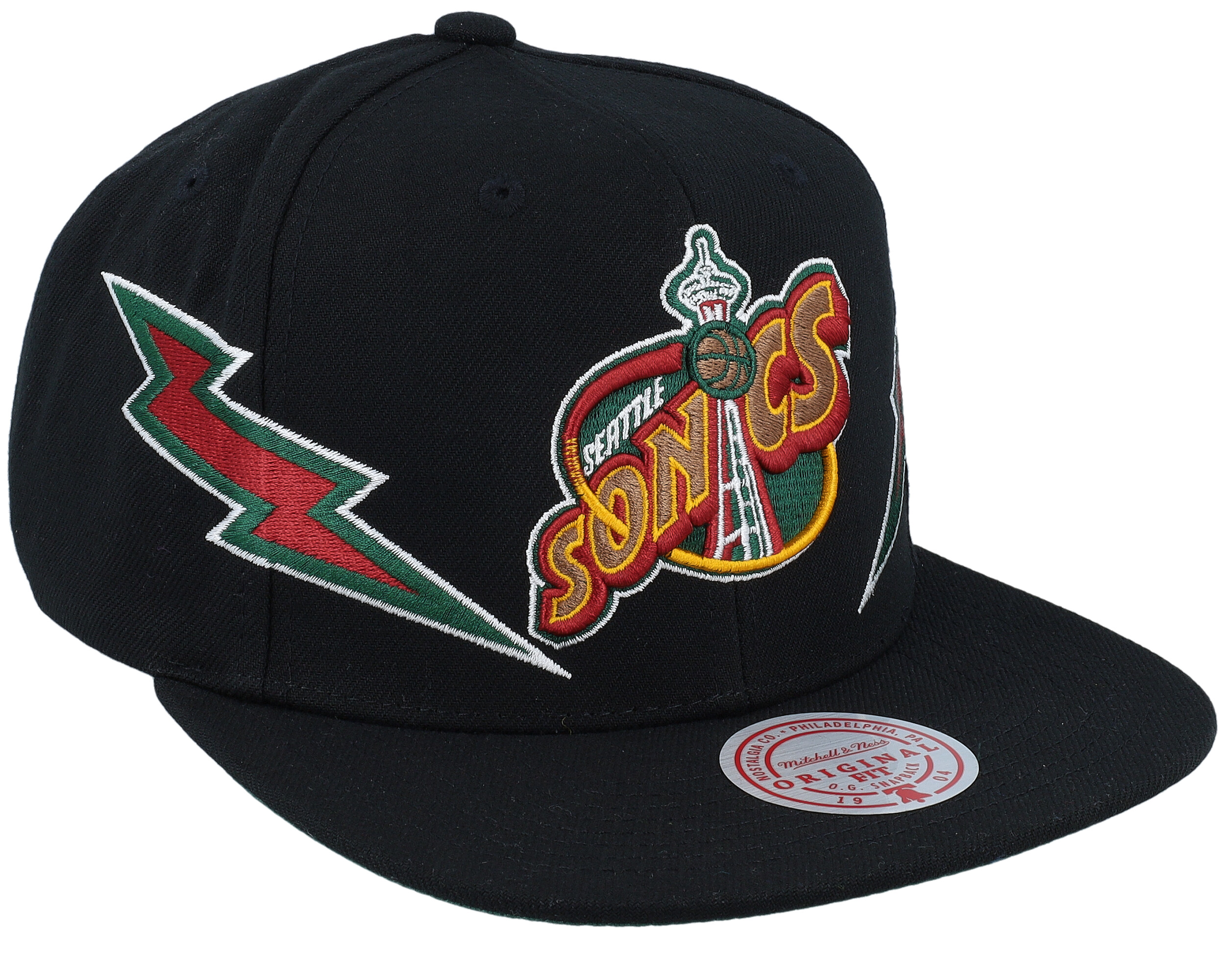 Seattle Supersonics Double Trouble Hwc Black Snapback | Hatstoreworld.com
