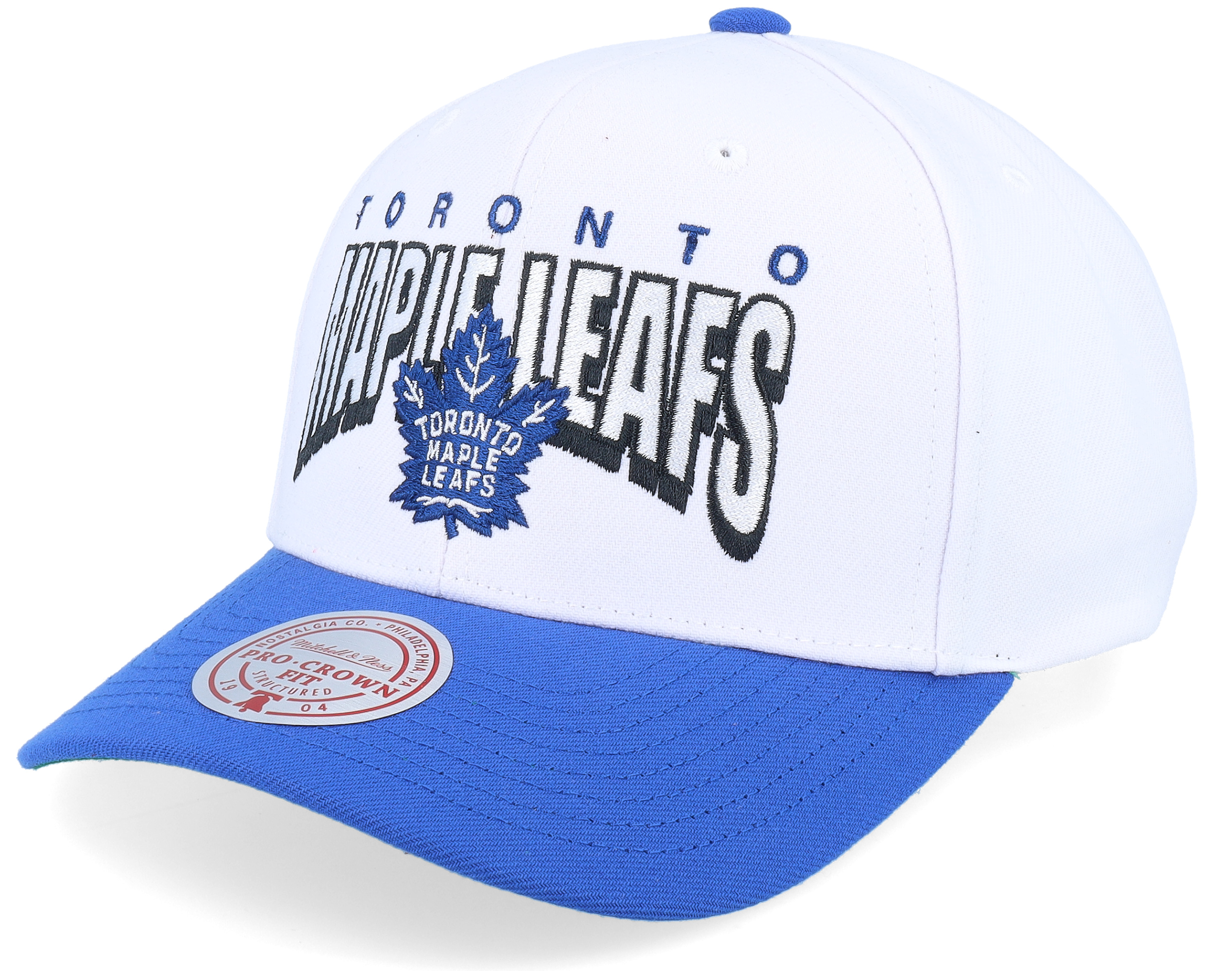 Toronto Maple Leafs Boom Text Pro White Adjustable - Mitchell & Ness ...