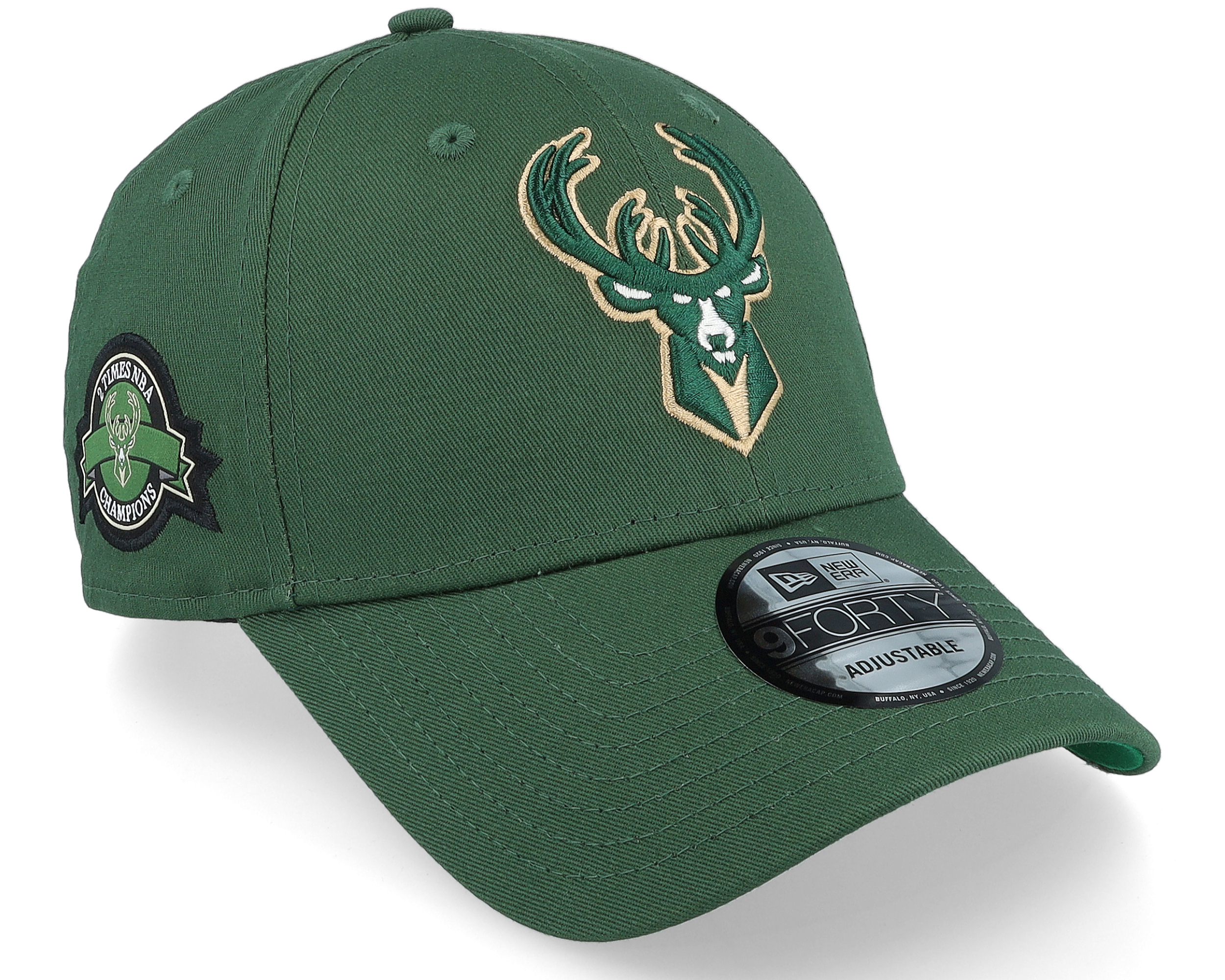 Milwaukee Bucks Team Side Patch 9FORTY Green Adjustable - New Era ...