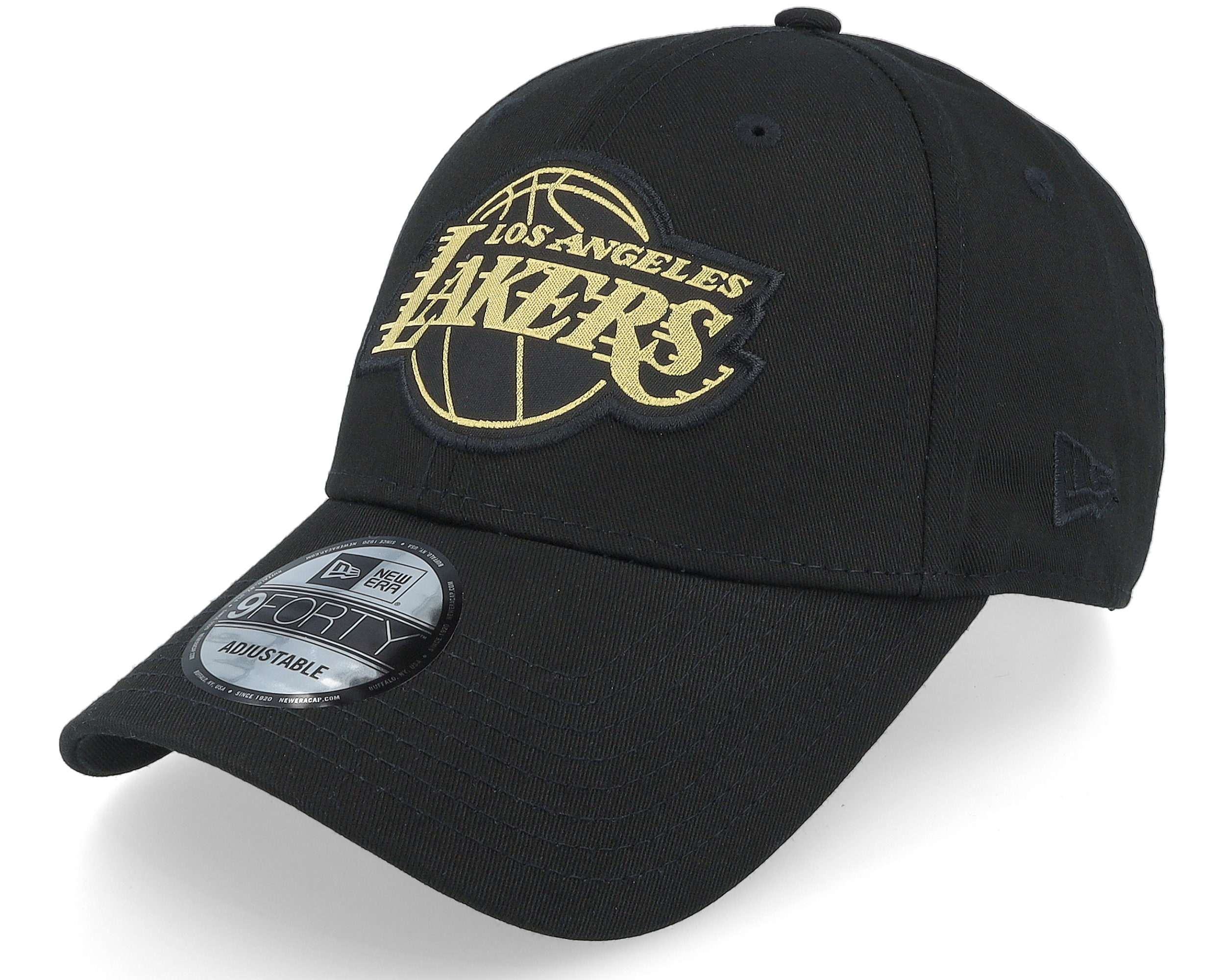 Los Angeles Lakers Metallic Badge 9FORTY Black Adjustable - New Era cap ...