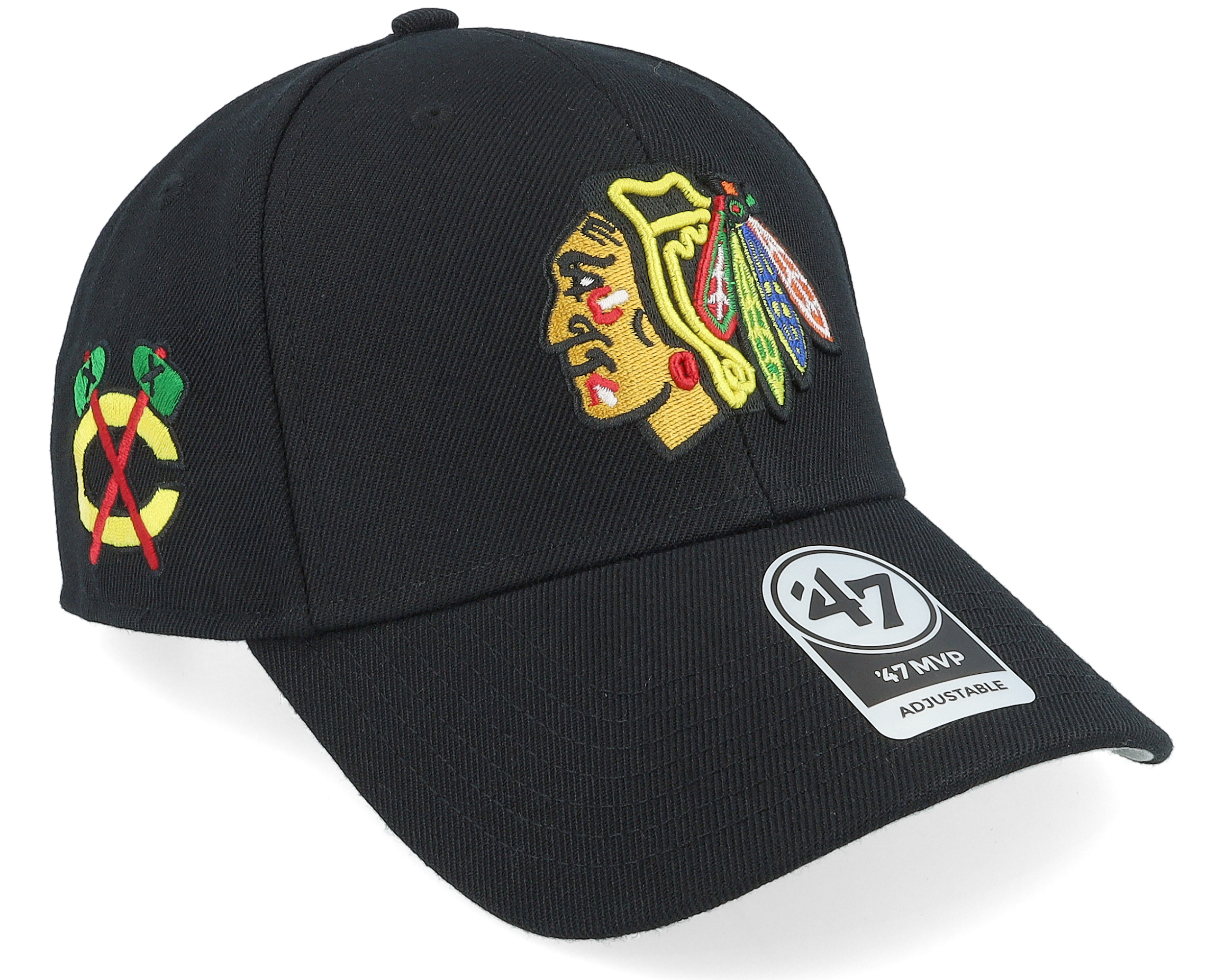 Chicago Blackhawks Sure Shot Mvp Black Adjustable | Hatstoreworld.com