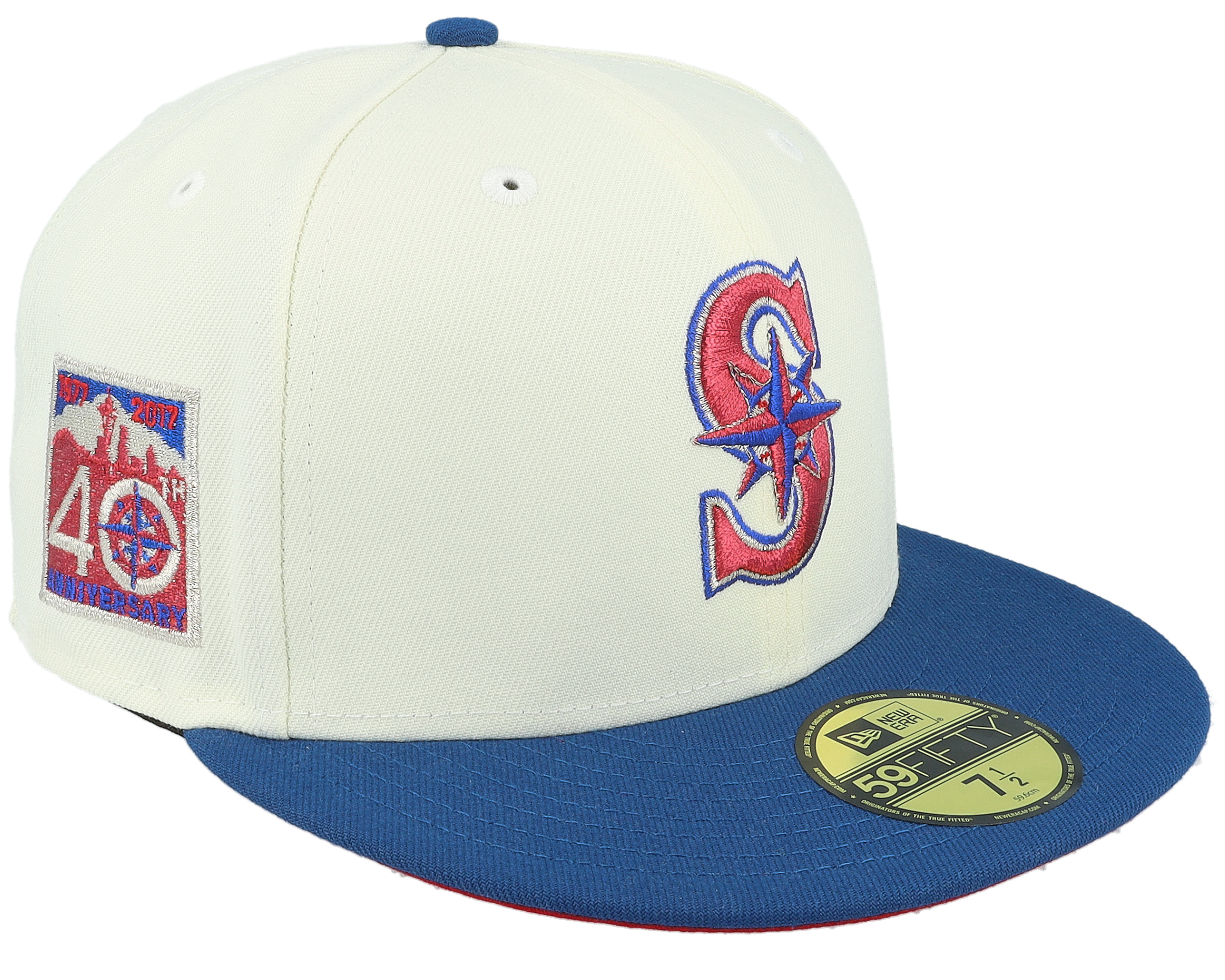 Seattle Mariners Vortex 59FIFTY Songbird 40 Chrome/Royal Fitted | Hatstoreworld.com