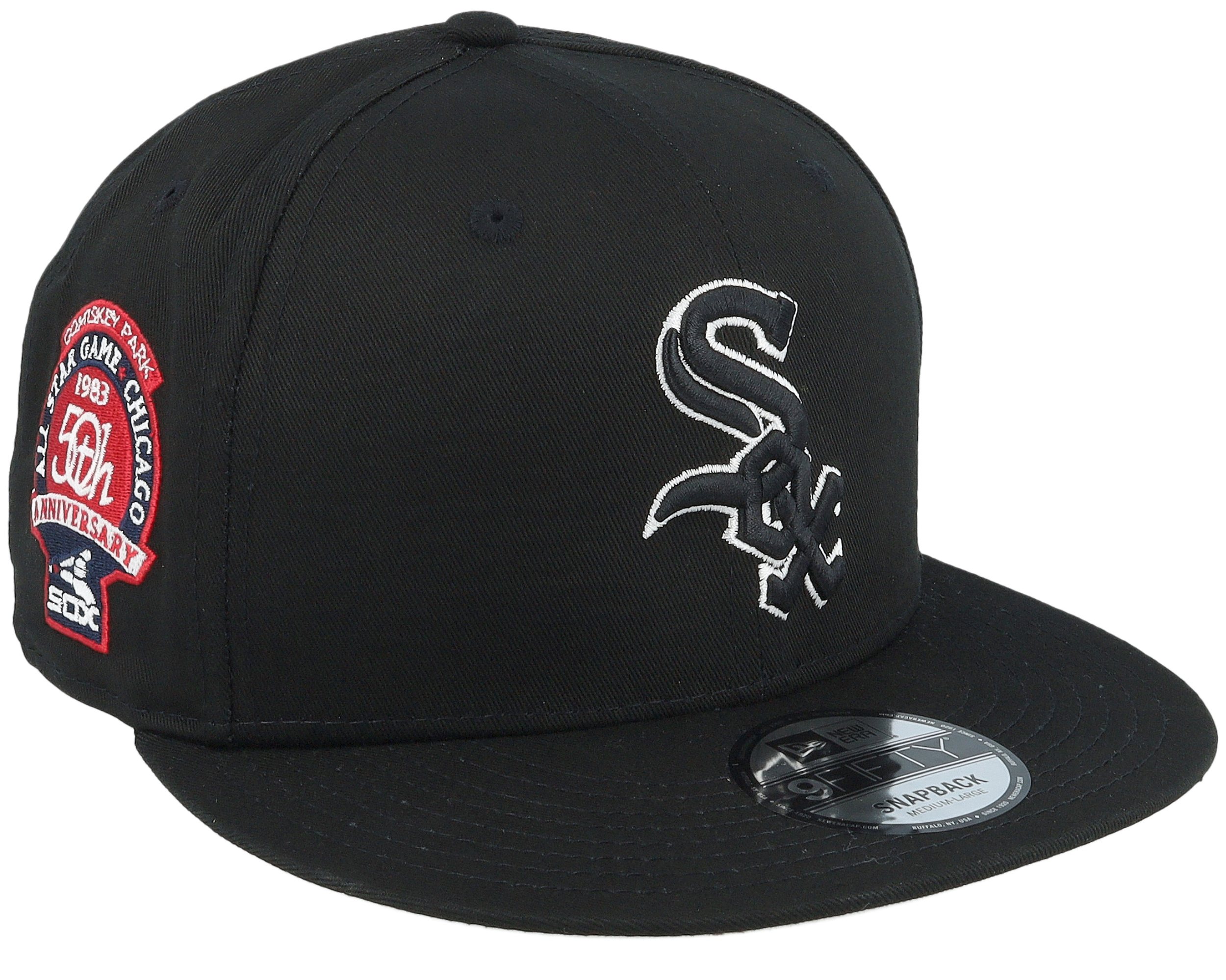 Chicago White Sox Side Patch Script 9FIFTY Black/White Snapback ...