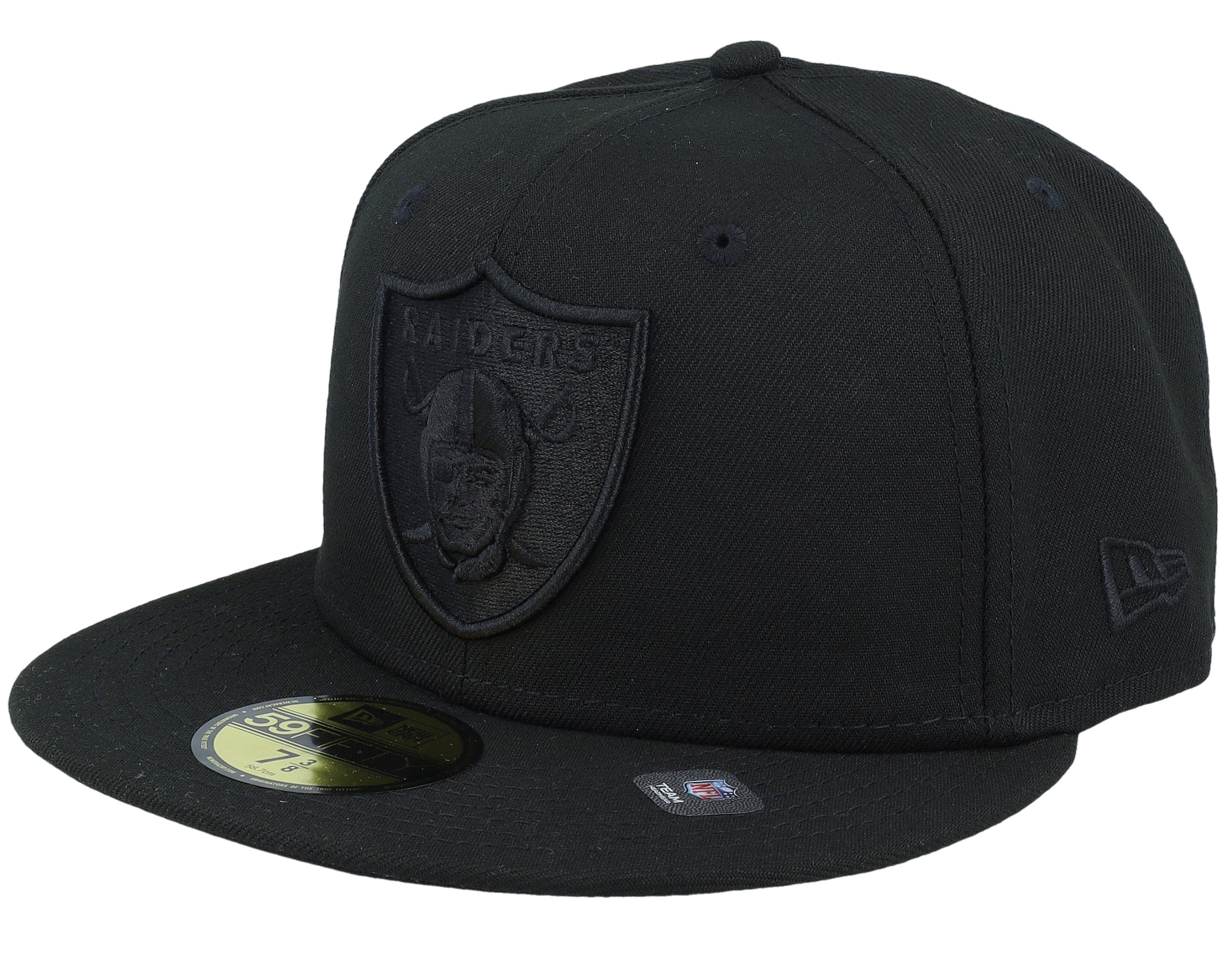 Las Vegas Raiders Black on Black NFL Essential 59FIFTY Black Fitted ...