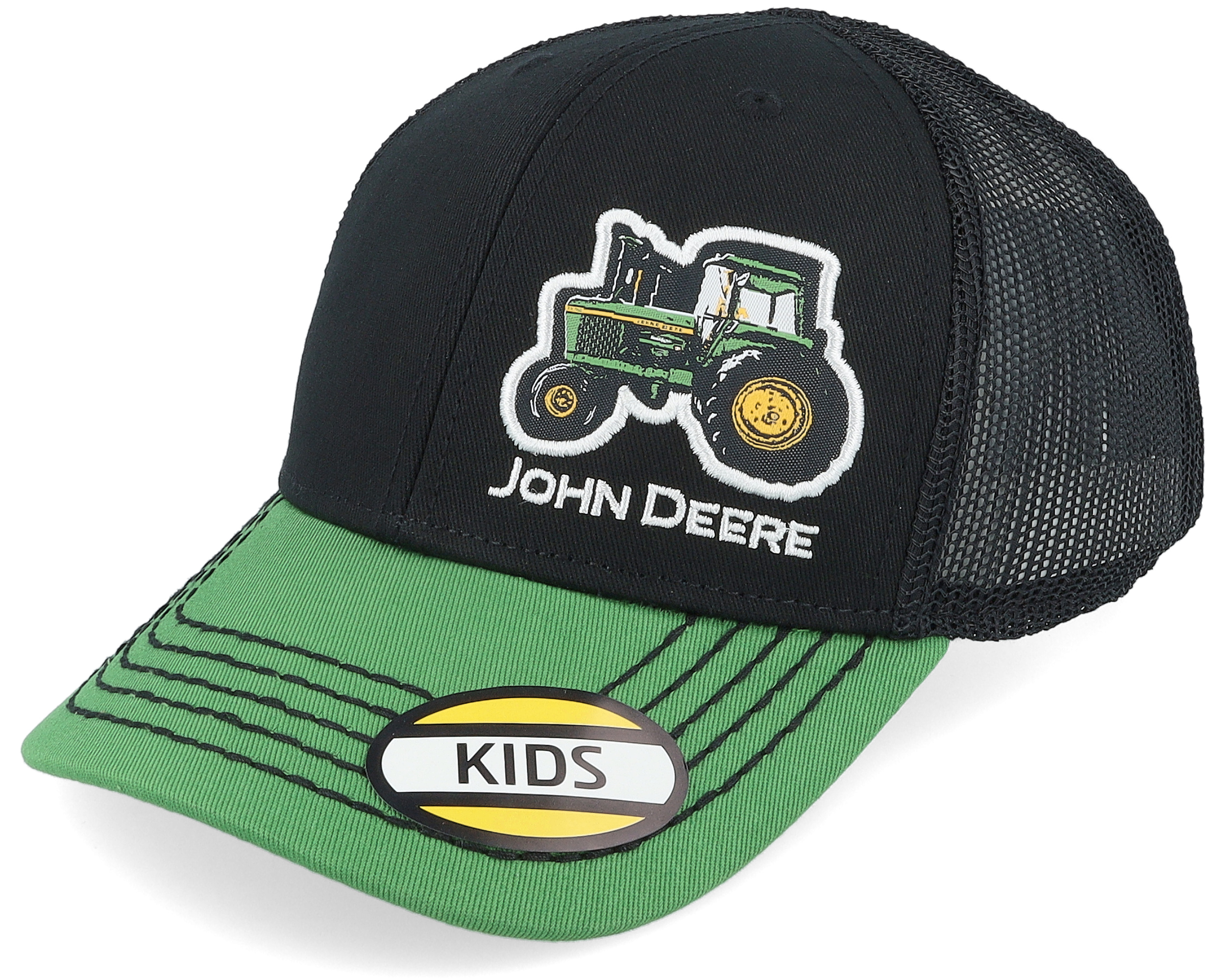 Kids Tractor Cap Black/Green Trucker | Hatstoreworld.com